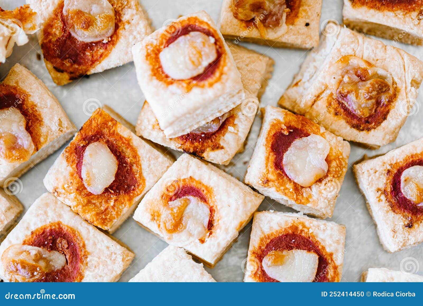 Mini Pizzas on a White Background, Top View Stock Photo - Image of dish ...