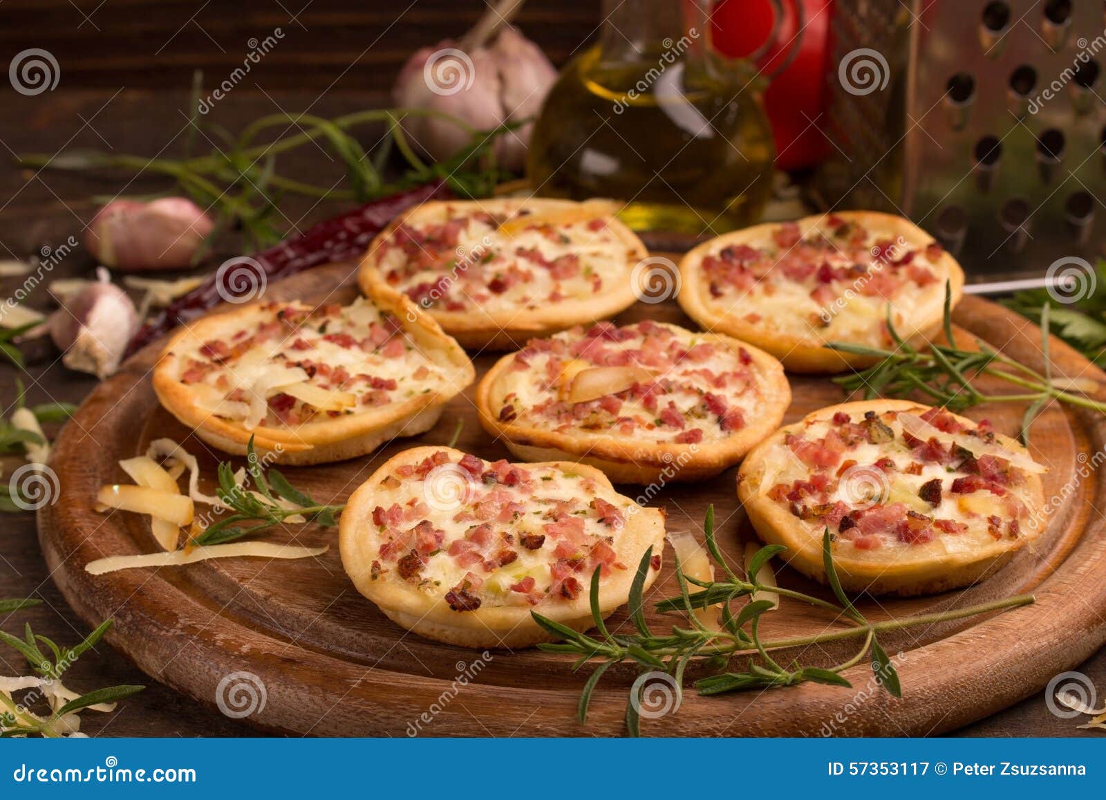 Mini pizzas stock image. Image of vegetable, table, salami - 57353117