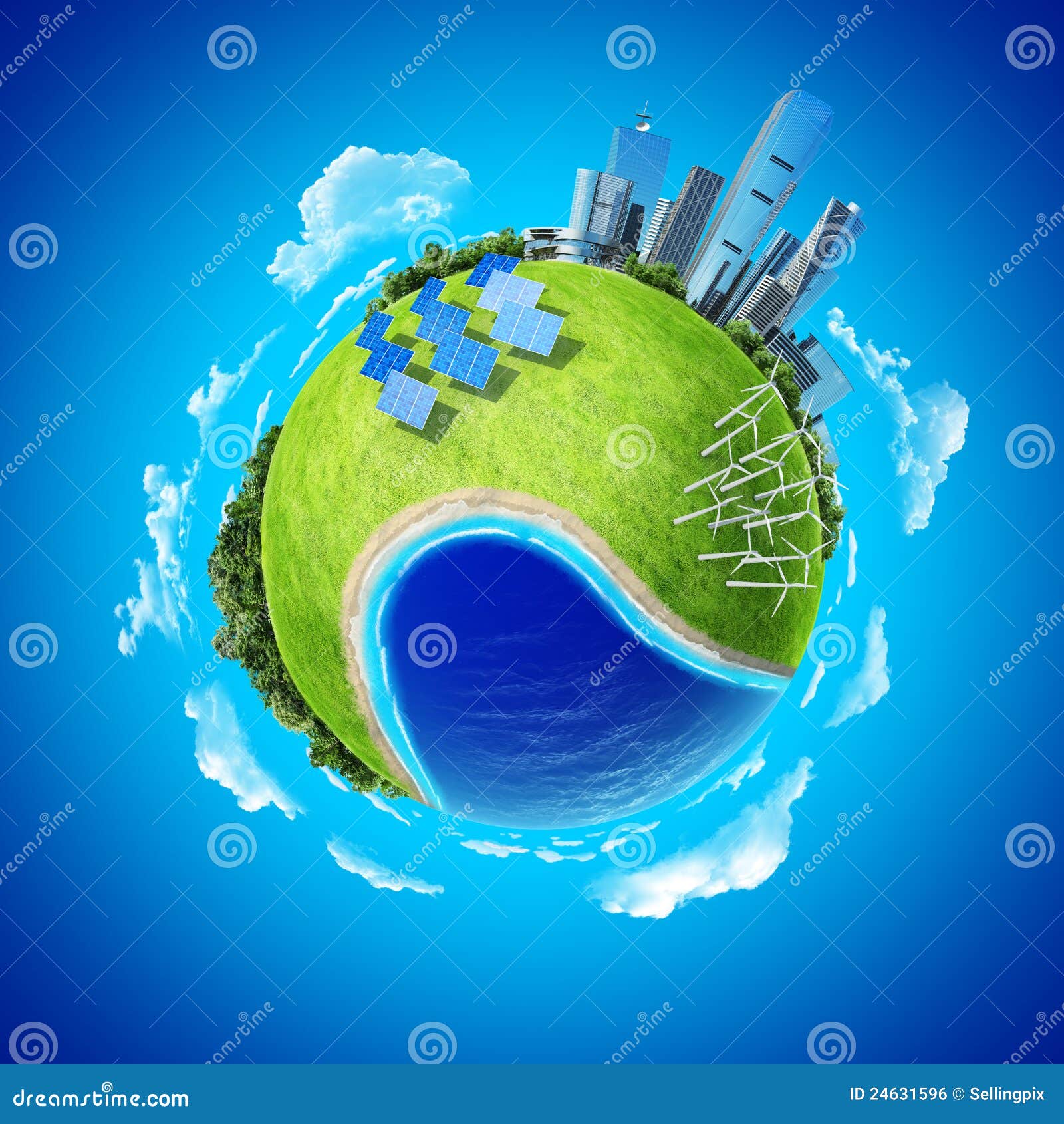 Mini planet concept stock illustration. Illustration of blue - 24631596