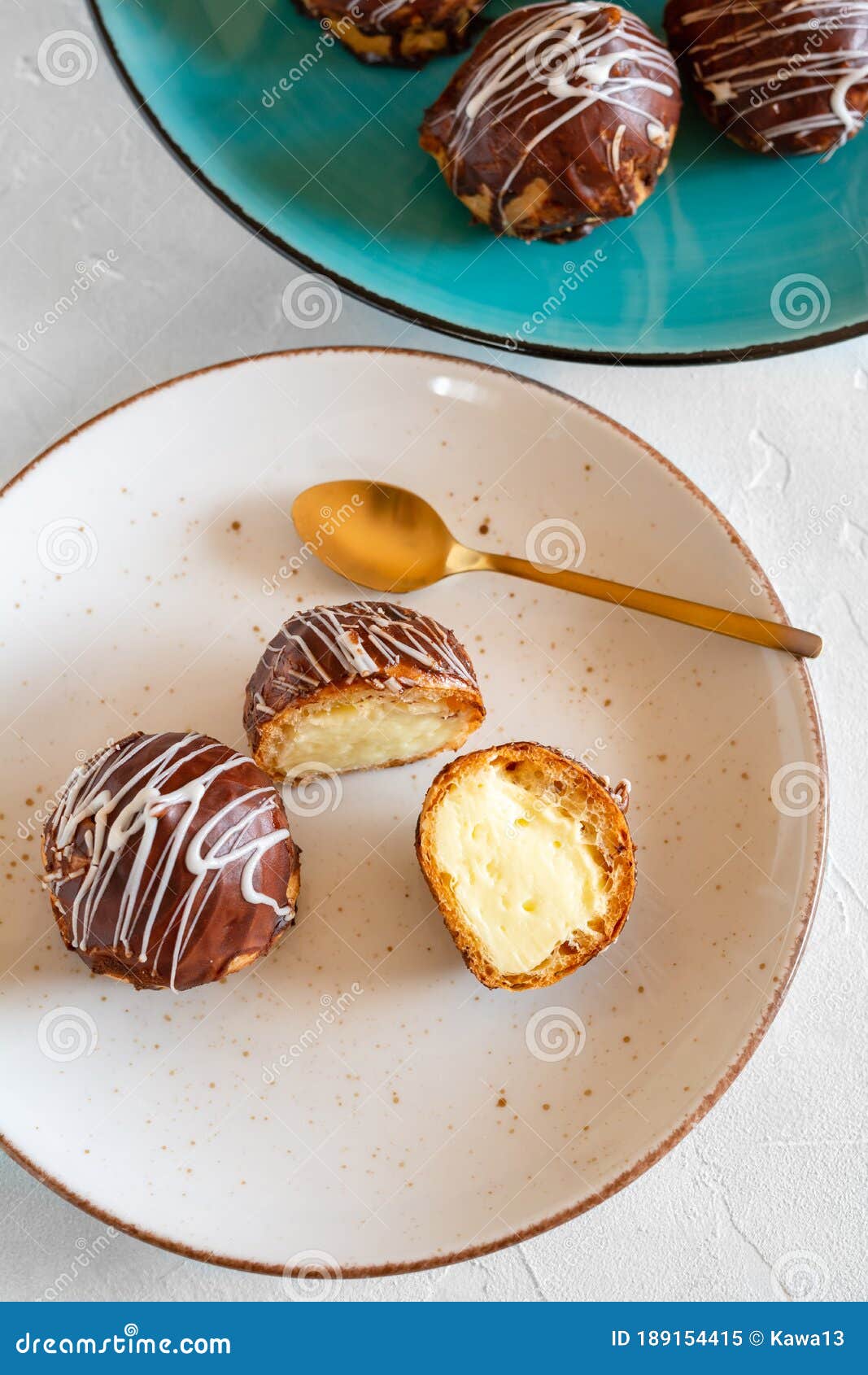 Mini puff cakes stock image. Image of glazed, bakery - 189154415