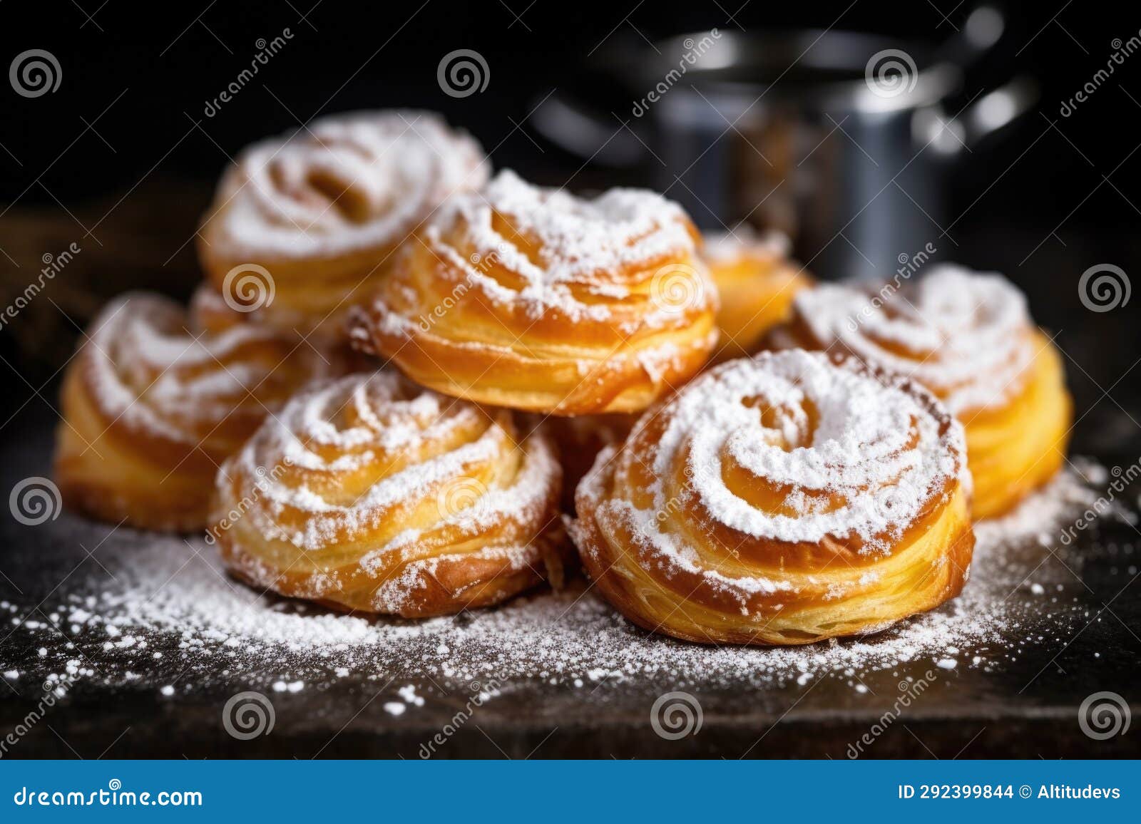 Mini Puff Pastry Swirls Covered in Icing Sugar Stock Photo - Image of ...