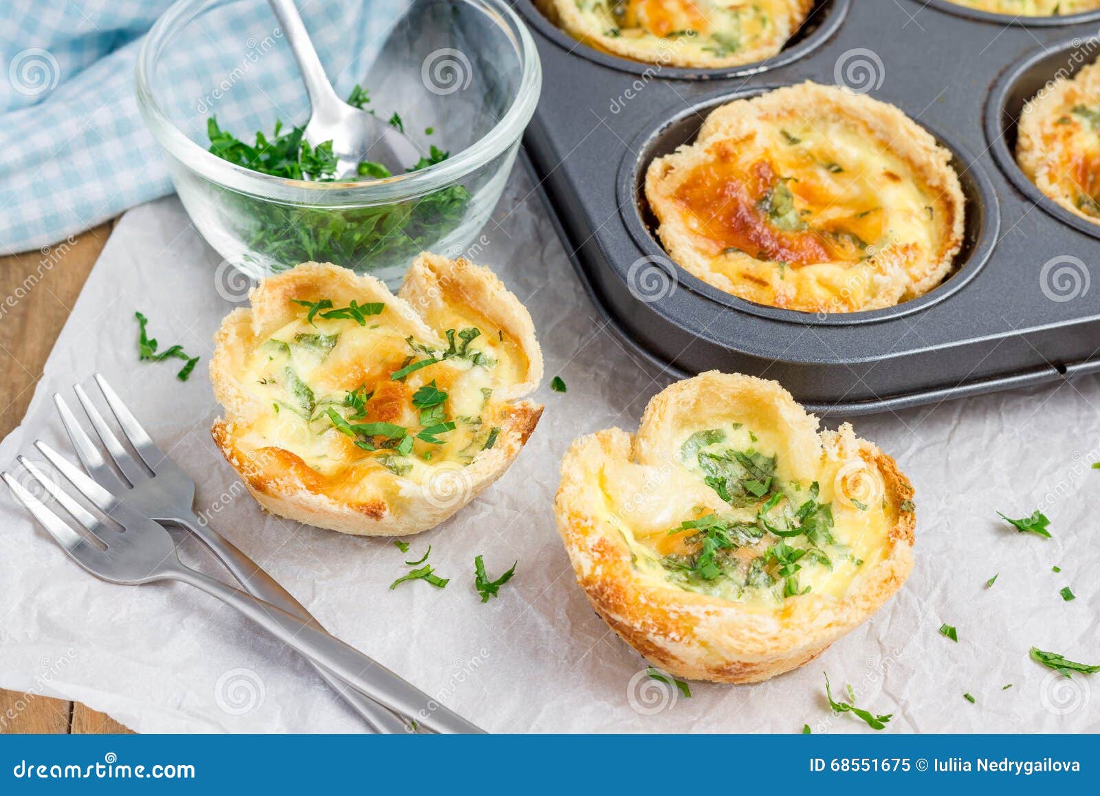 Mini quiche with bacon stock image. Image of brunch, cheese - 68551675