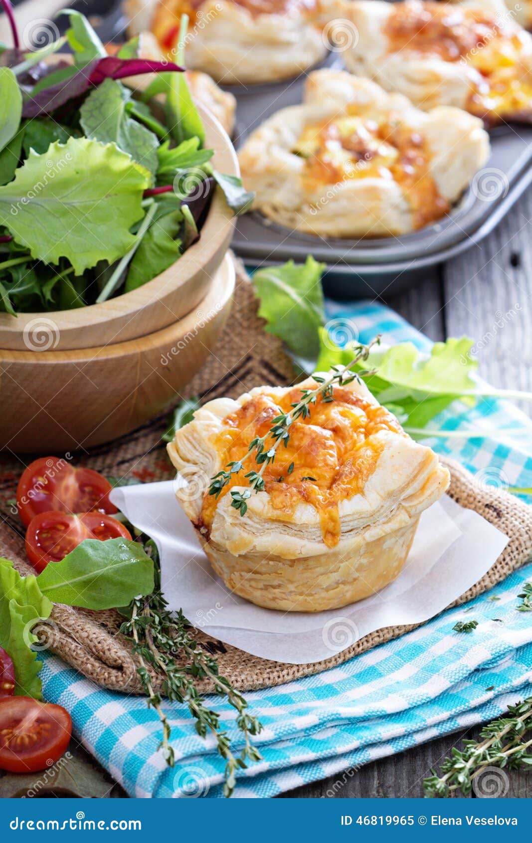 Mini Quiche with Puff Pastry Stock Image - Image of cheddar, baked ...