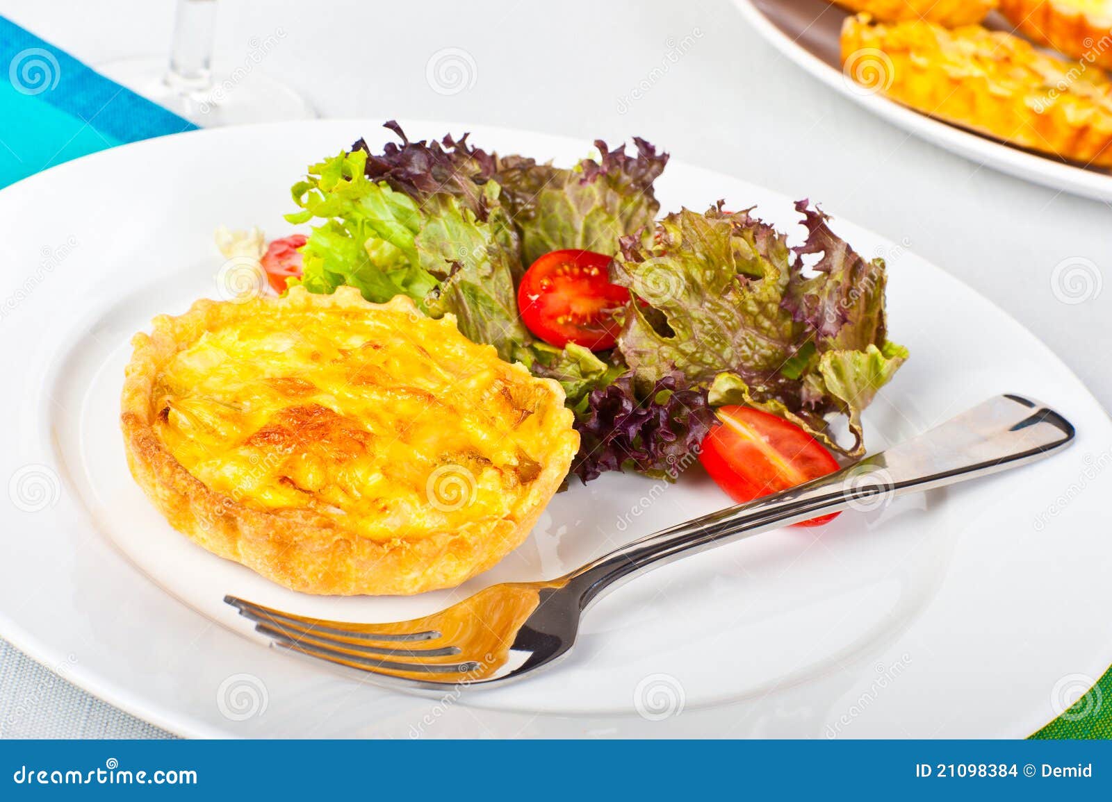 Mini quiche with salad stock photo. Image of tomato, fork - 21098384