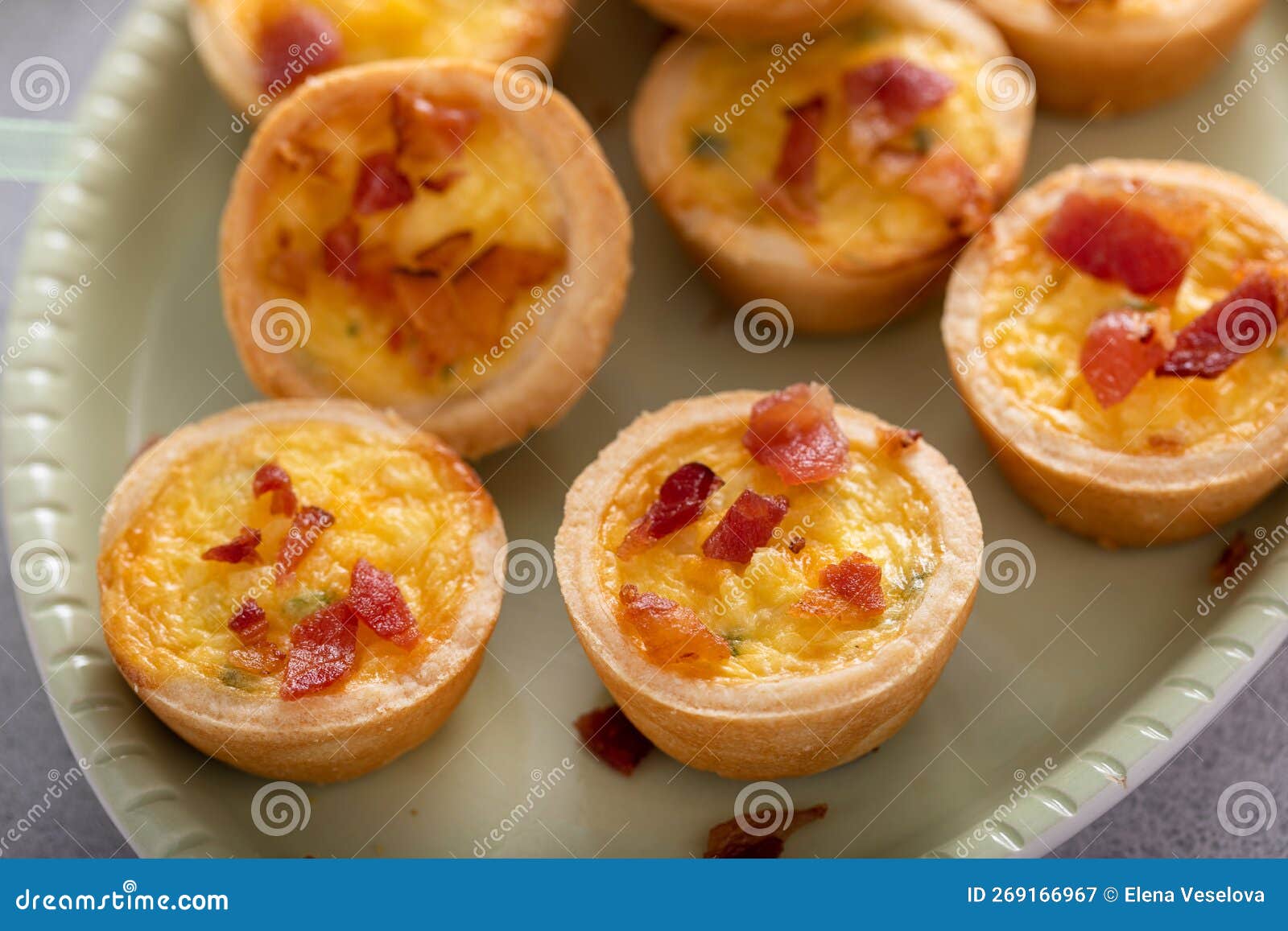 Mini Quiches with Bacon for Easter Brunch Stock Image - Image of ...