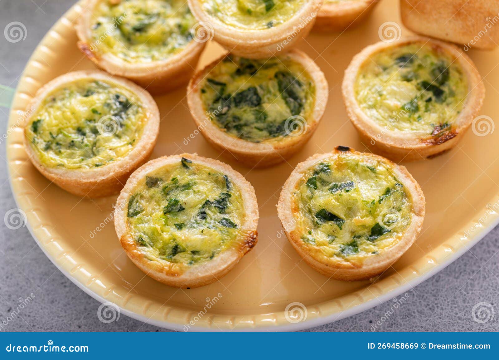 Mini Quiches with Spinach for Easter Brunch Stock Image - Image of ...