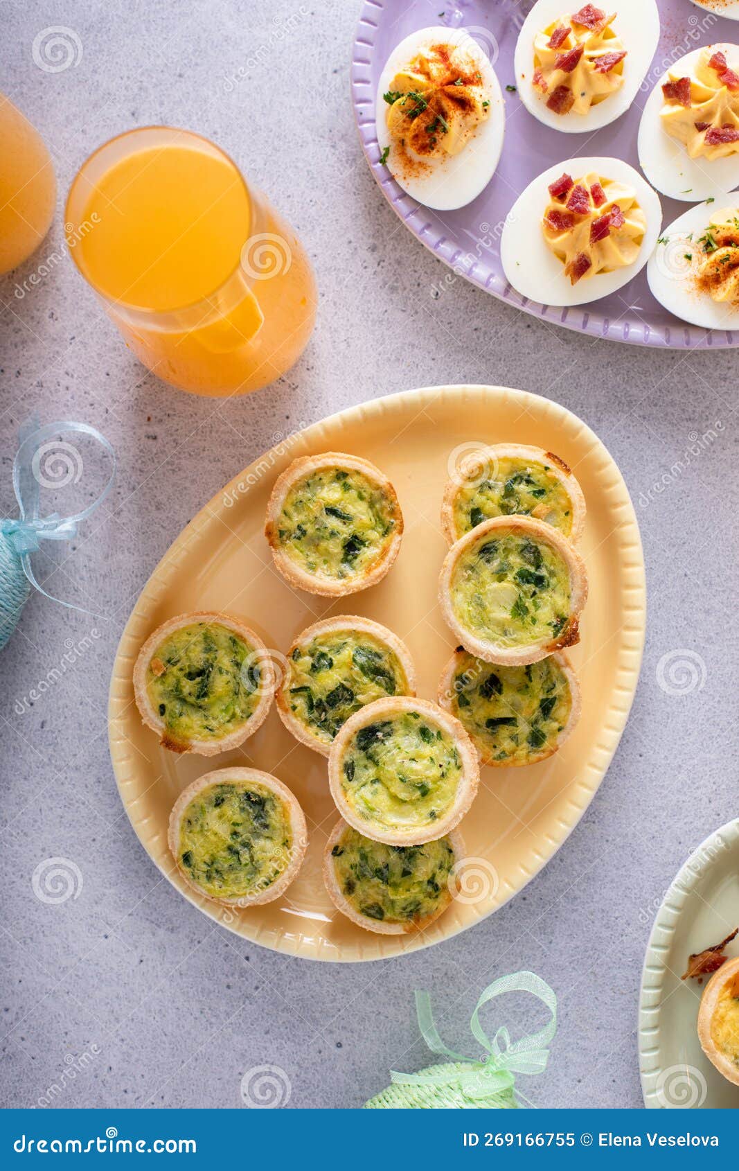 Mini Quiches with Spinach for Easter Brunch Stock Image - Image of ...