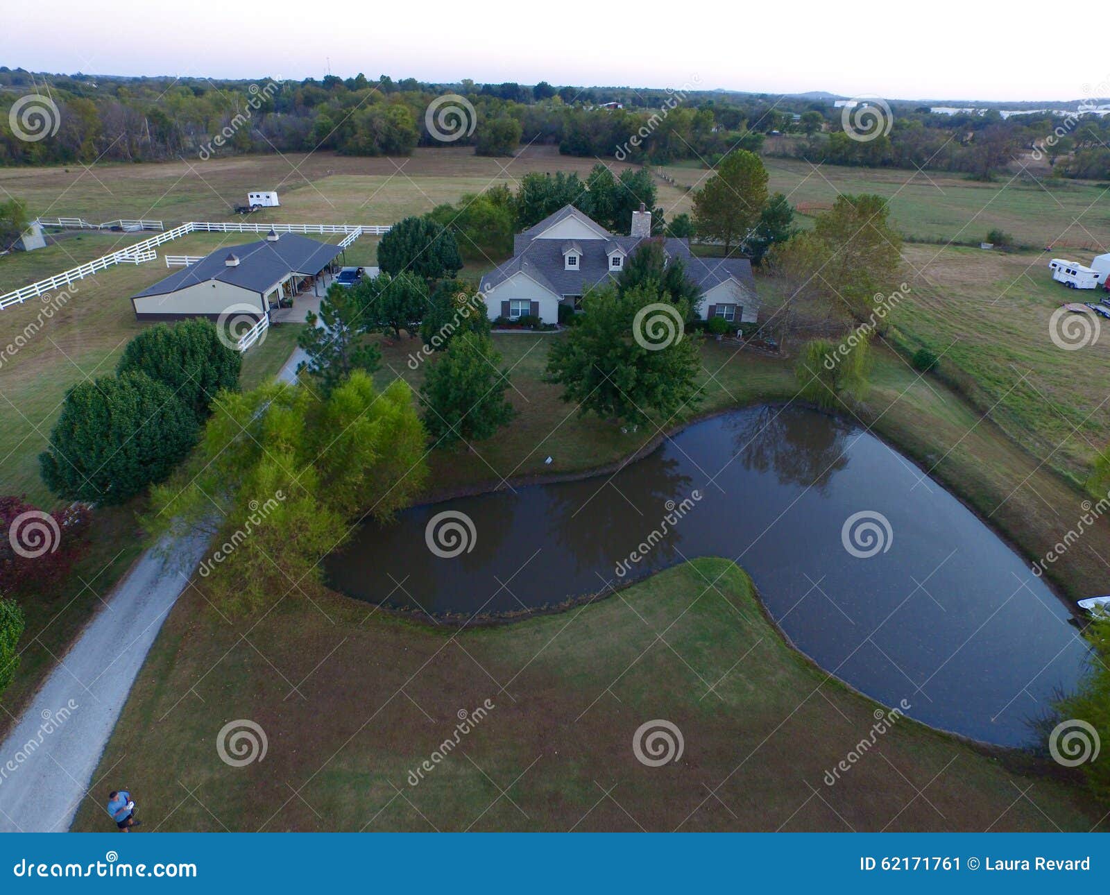 Mini Ranch stock image. Image of driveway, drone, pond - 62171761