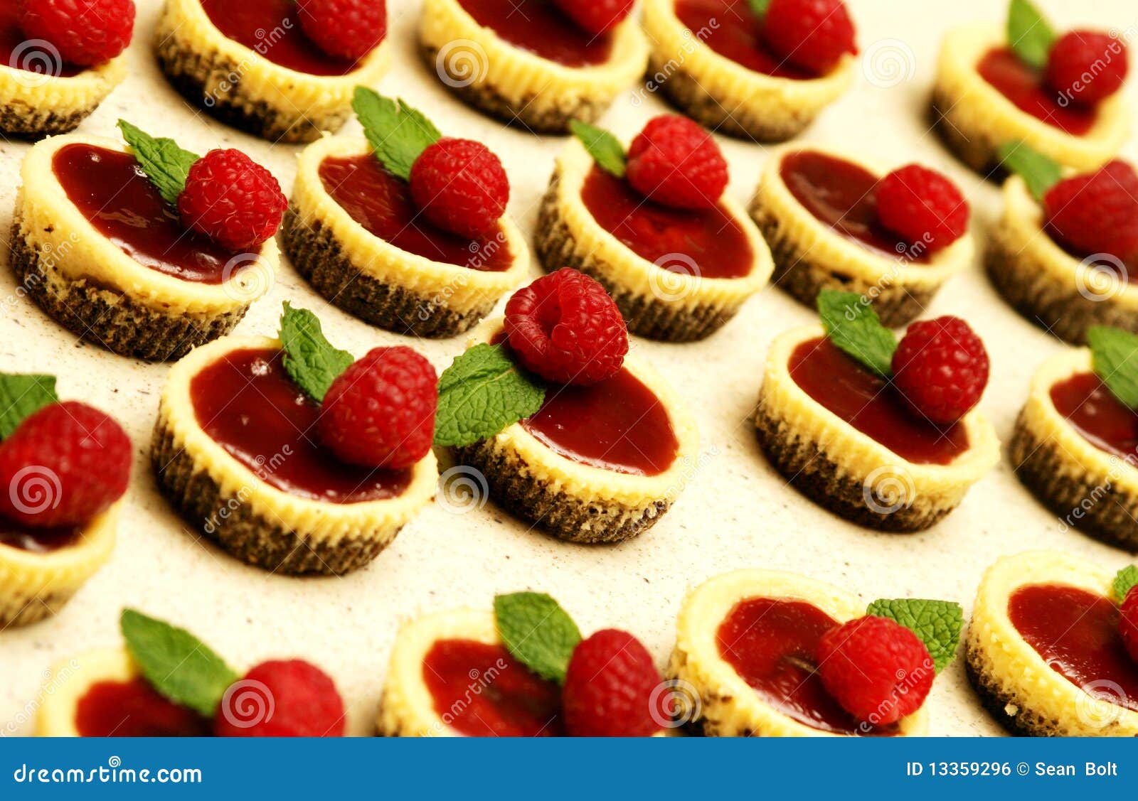 Mini Raspberry Cheesecakes stock photo. Image of mint - 13359296