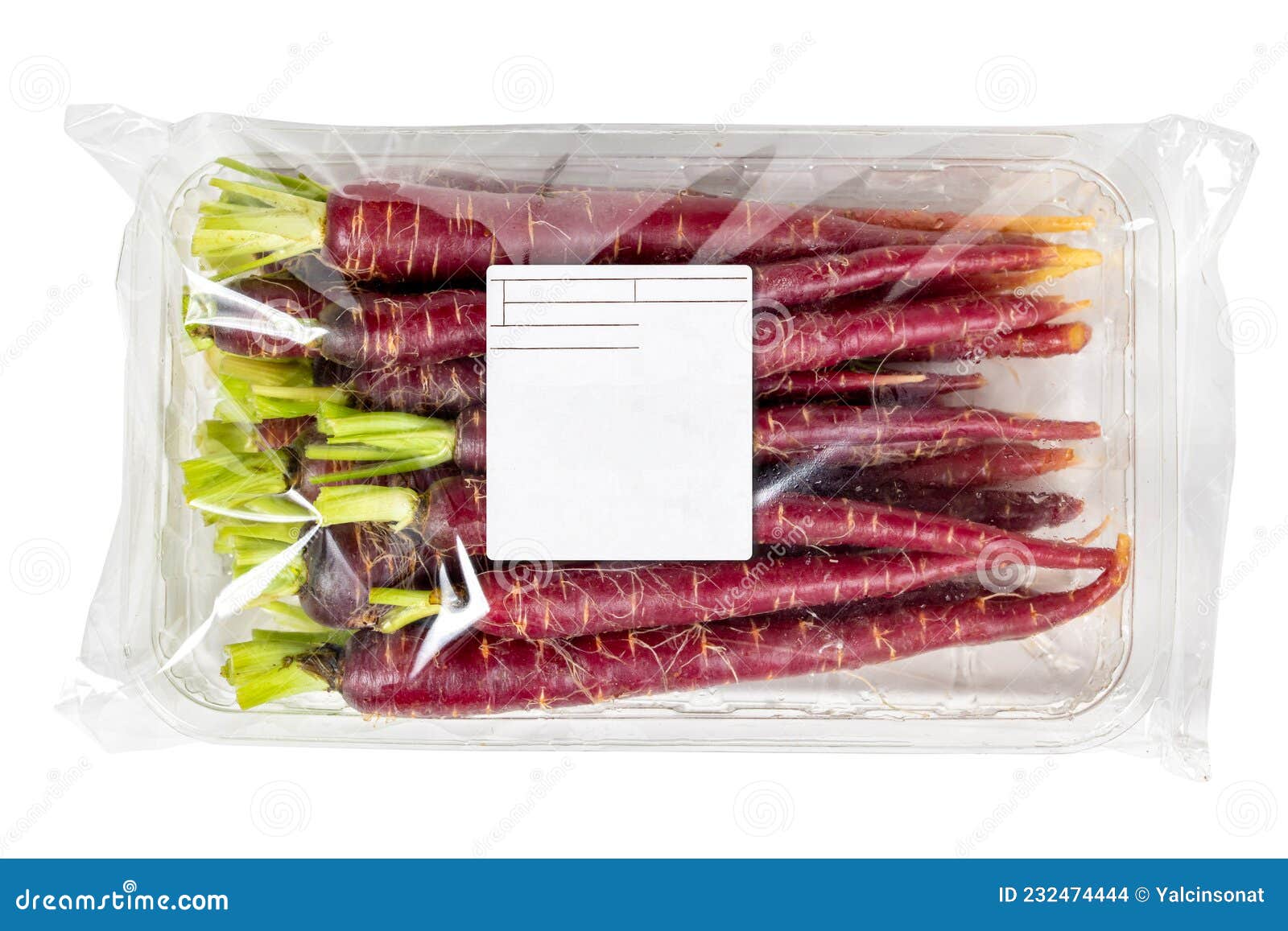 Mini Red Carrots in Labeled Packaging on a White Background Stock Photo ...