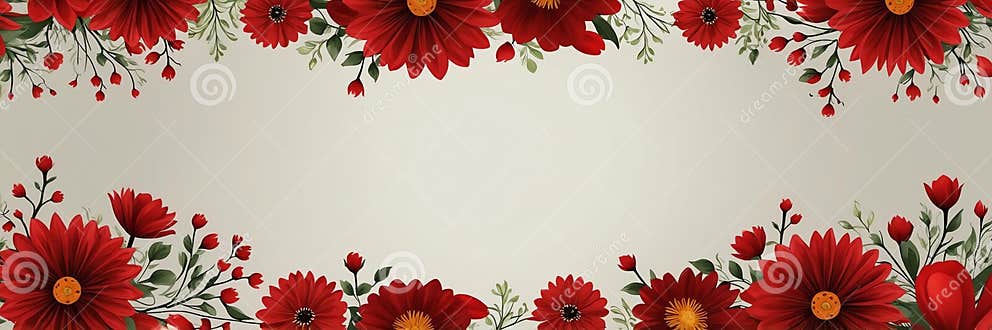 Mini Red Flowers Theme Border and Red Ai Generated Stock Illustration ...