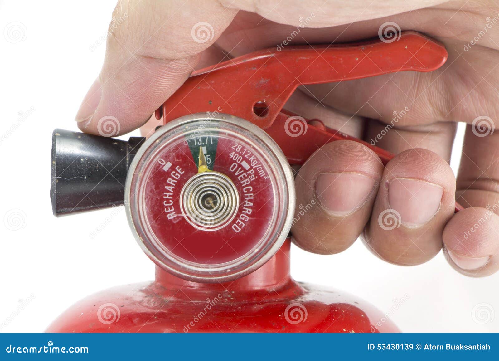 Portable Fire Extinguishers. Fire Safety On The Road. Close-up Stock ...