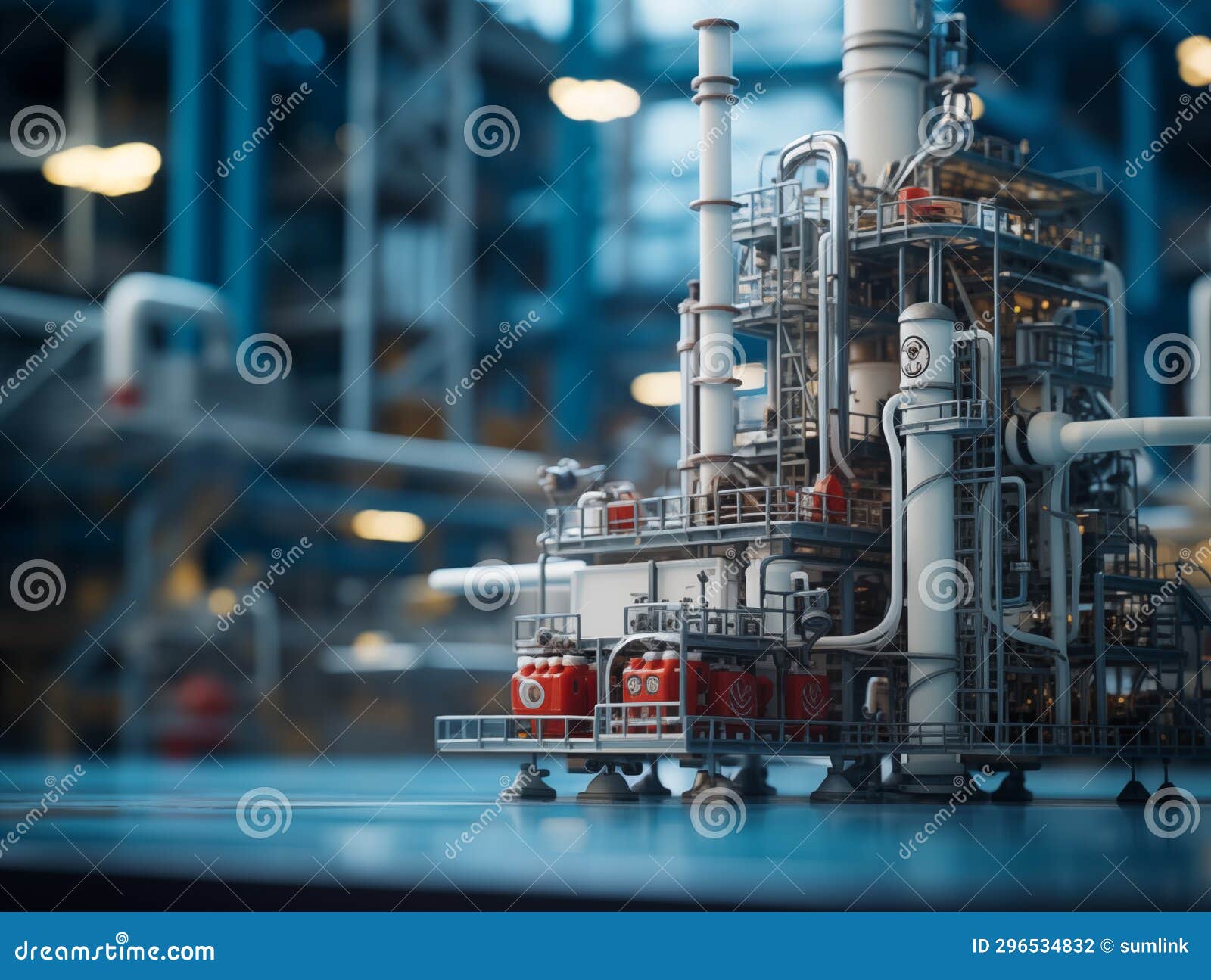 3D Model Of An Oil Refinery With Detailed Structures Pipelines And ...