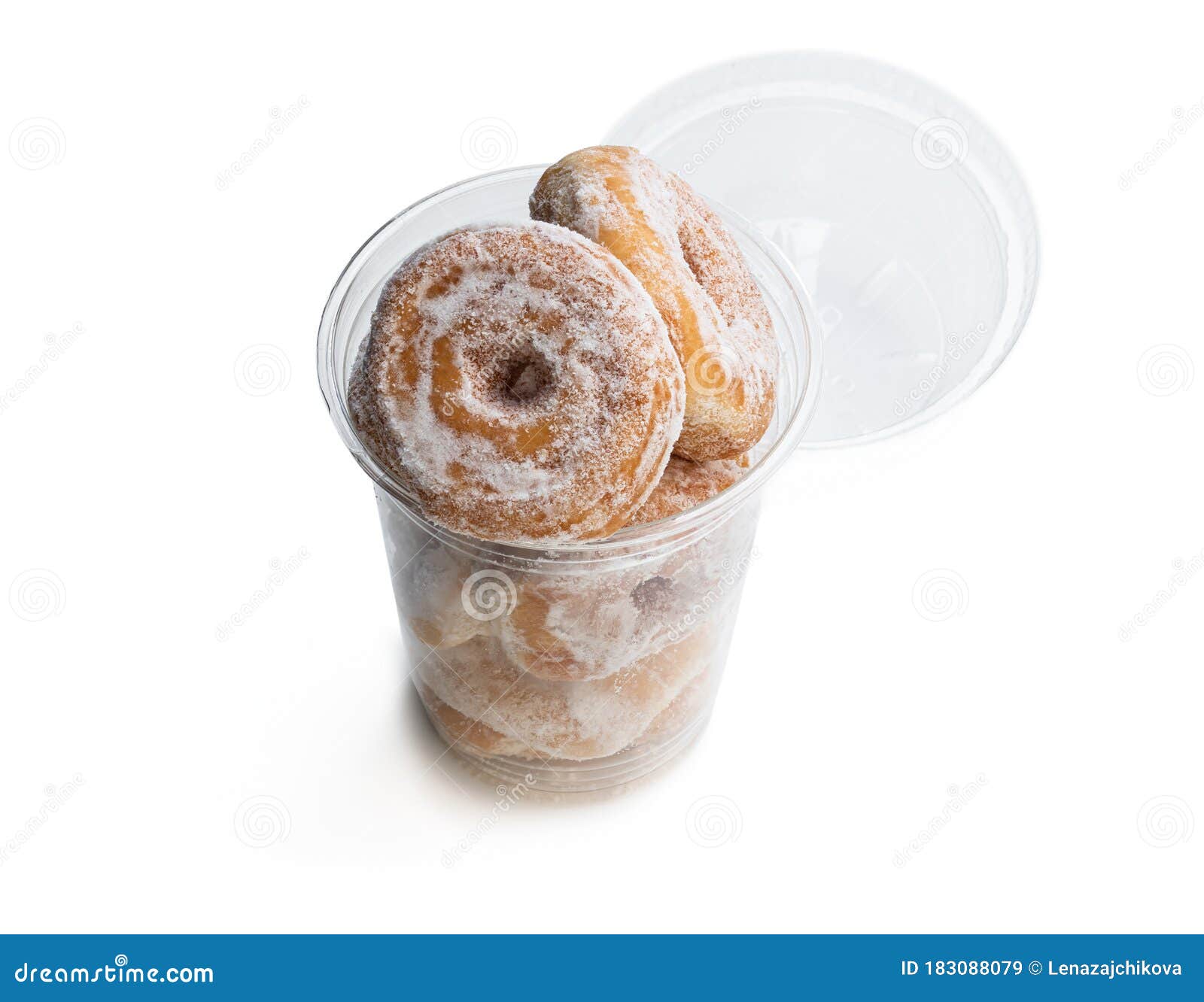 Mini Ring Doughnuts in Plastic Glass Isolated in White Stock Image ...