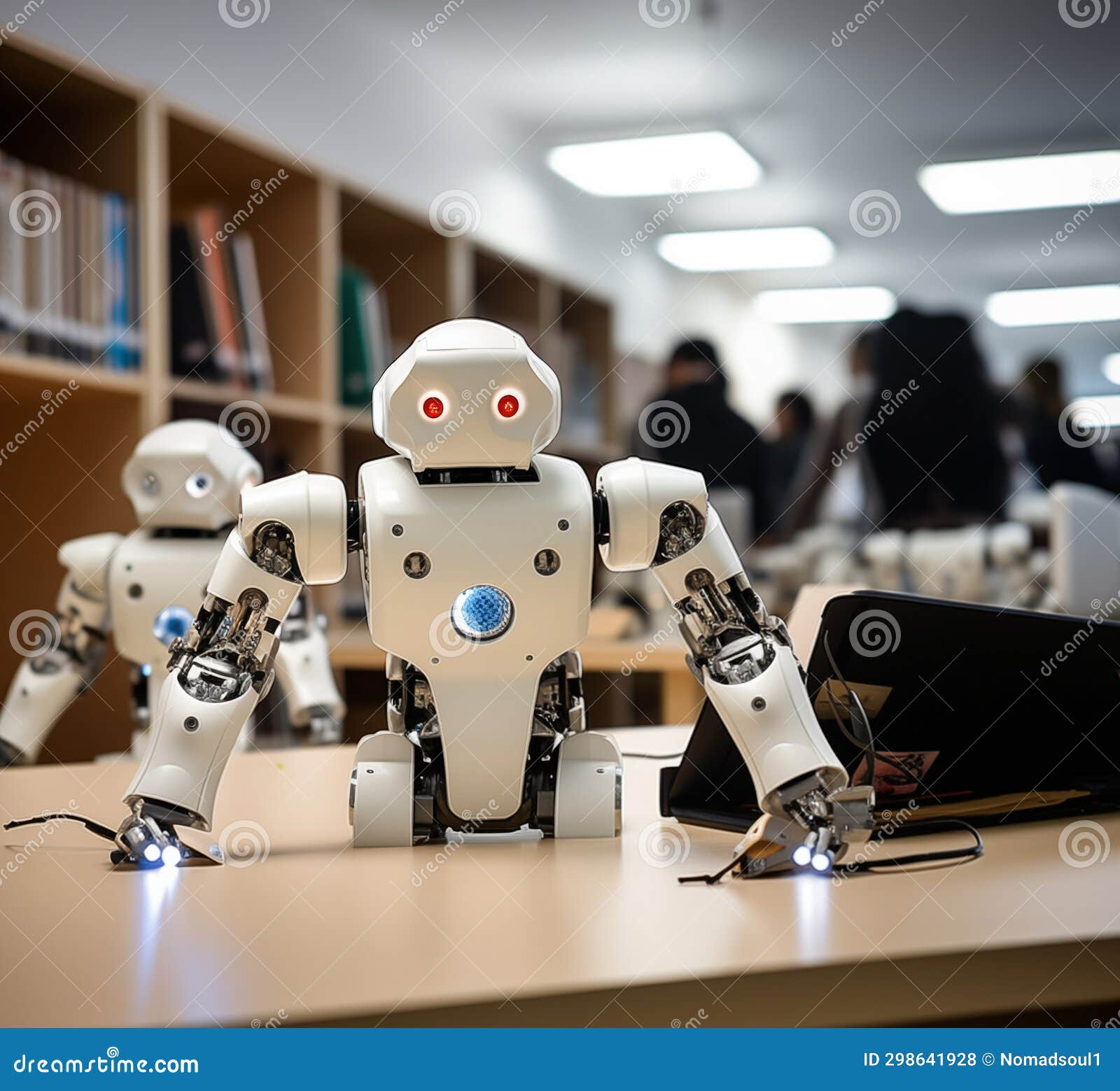 Mini Robot Assistant of Administrator at Reception Desk. Generative AI ...