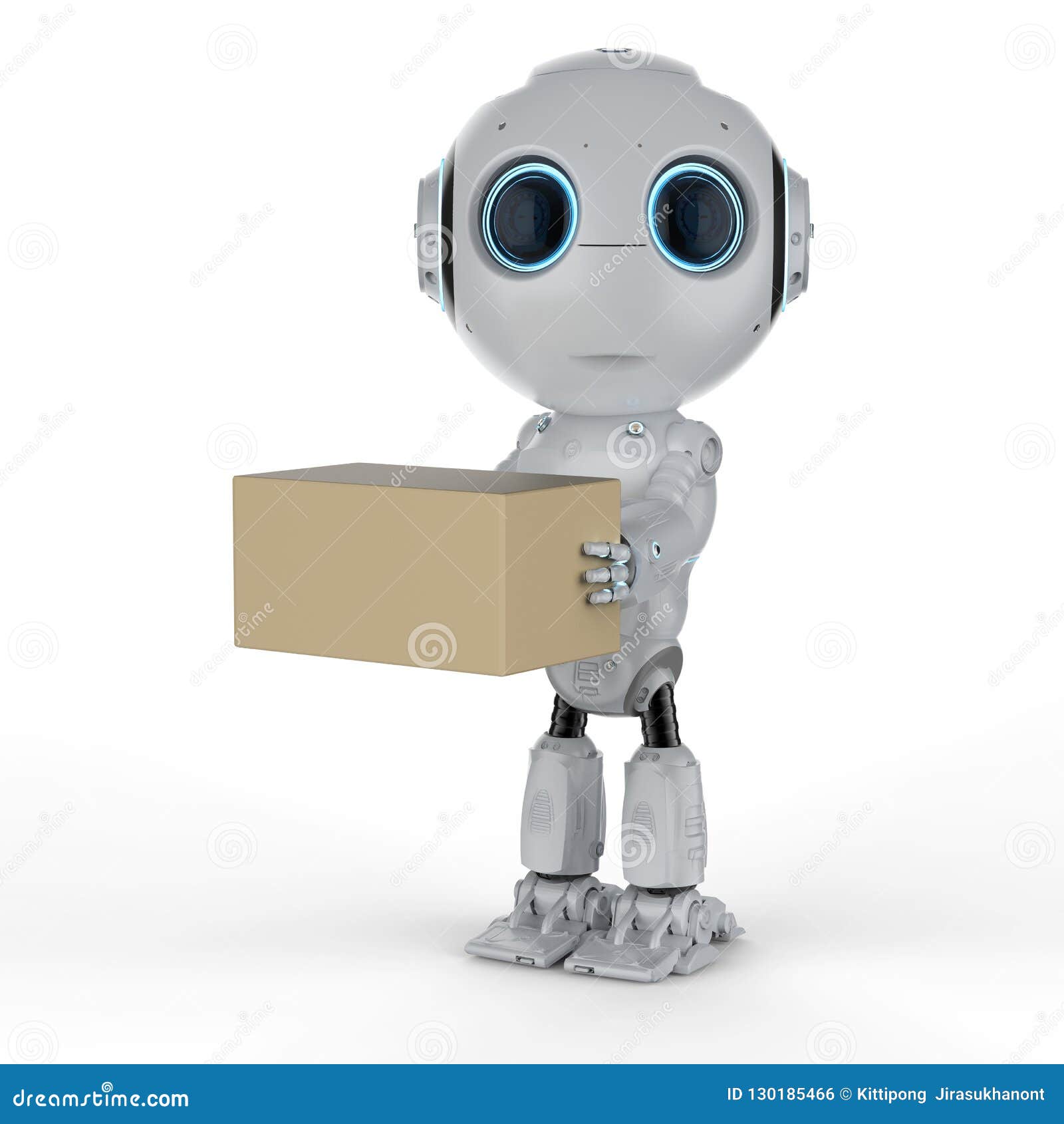 Mini robot with box stock illustration. Illustration of intelligence ...