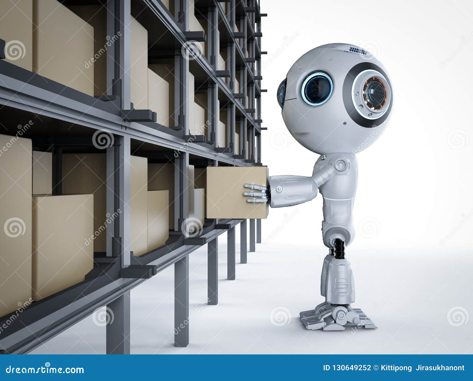 Mini robot with box stock illustration. Illustration of automated ...