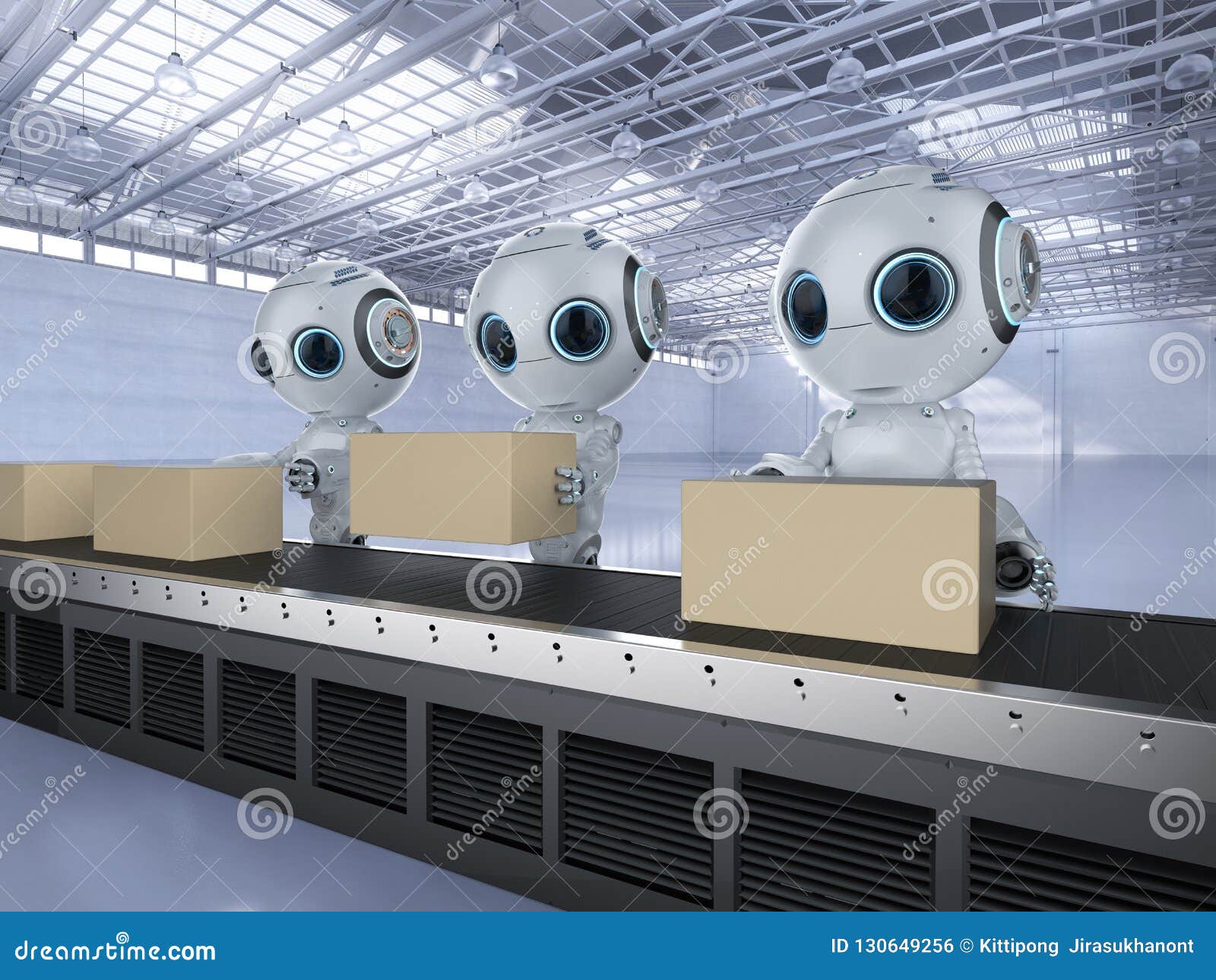 Mini robot with boxes stock illustration. Illustration of artificial ...