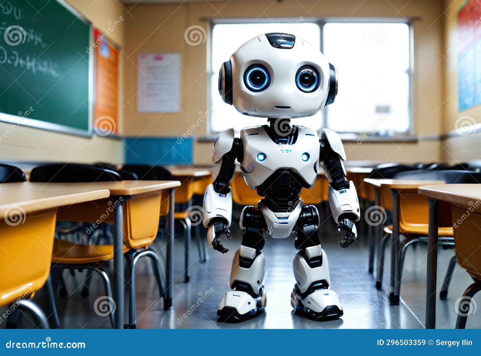 Mini Robot in Classroom. Generative AI Stock Illustration ...
