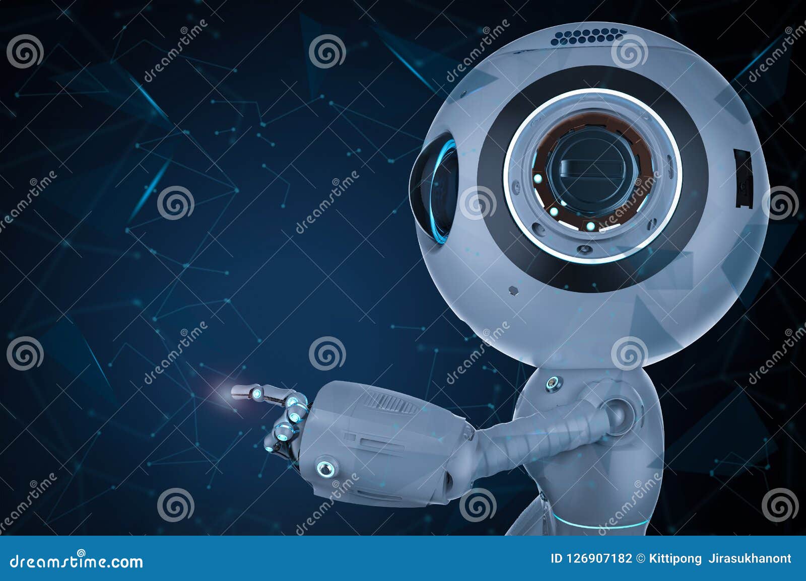 AI Robot Finger Touches A AI Chip Futuristic Circuit Board. Artificial ...