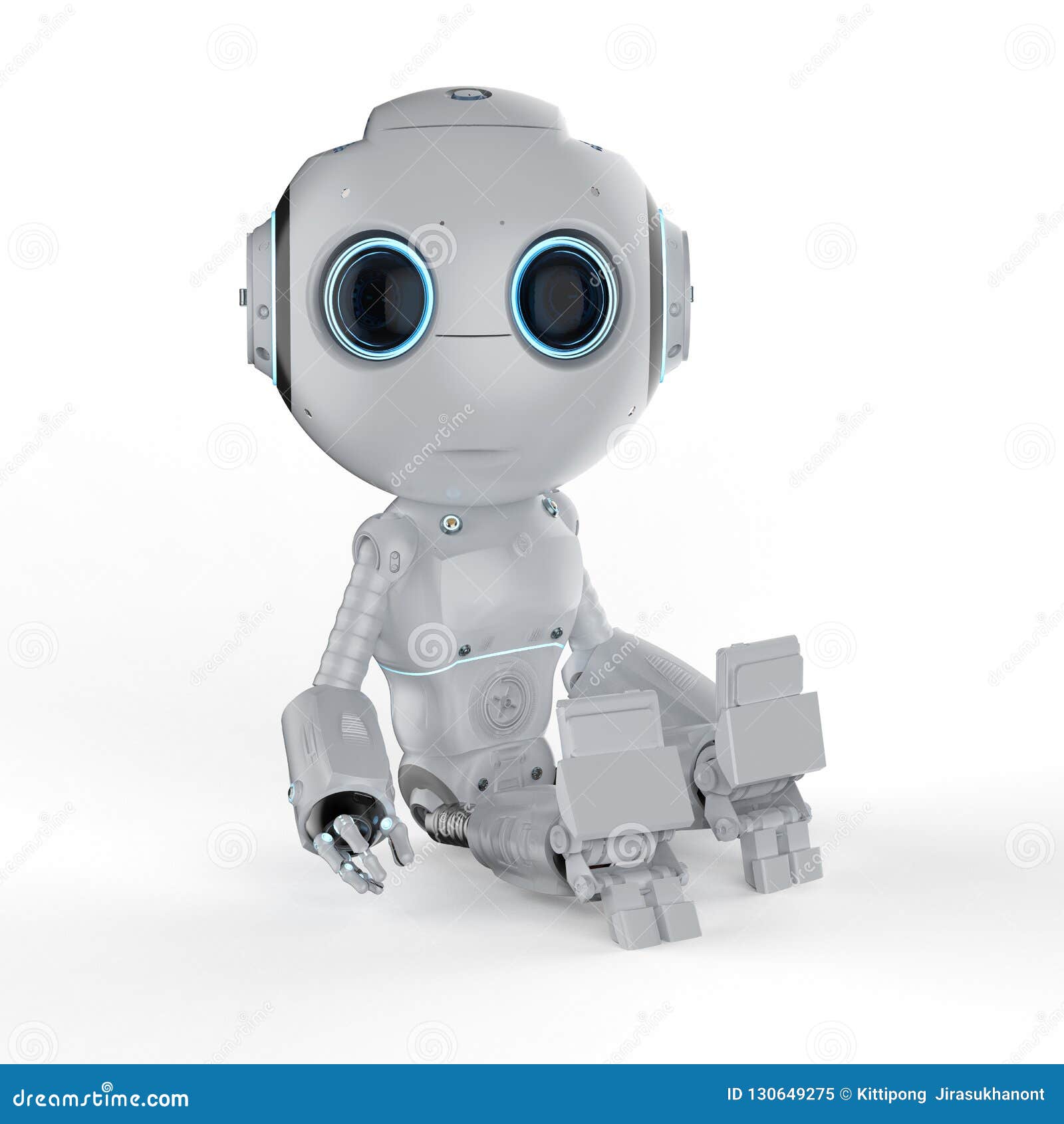 Mini robot sit stock illustration. Illustration of cyborg - 130649275