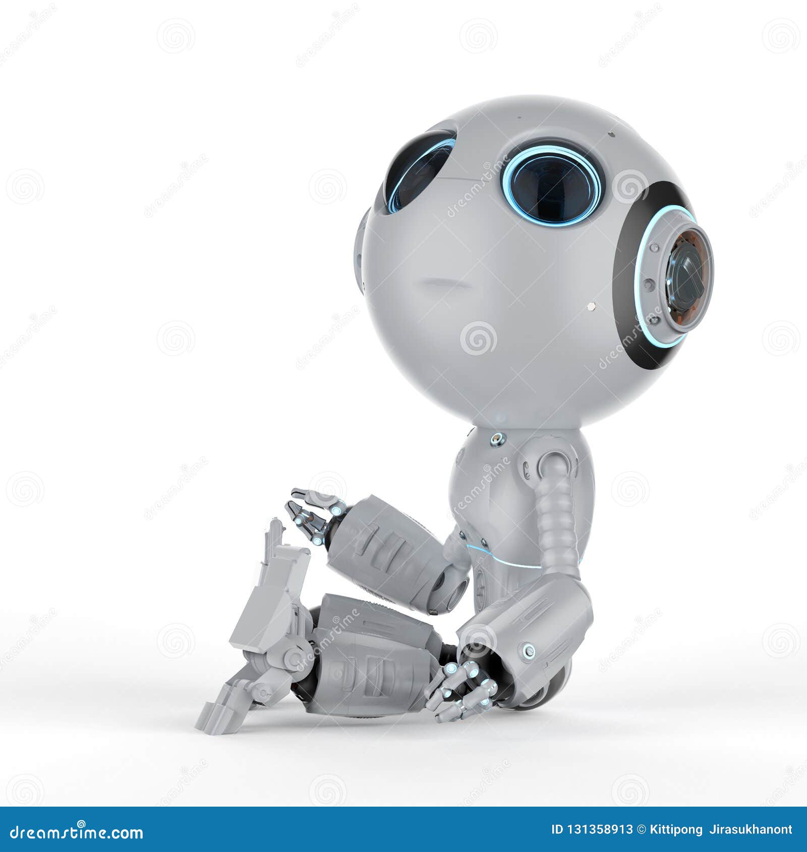 Mini robot sit stock illustration. Illustration of friendly - 131358913