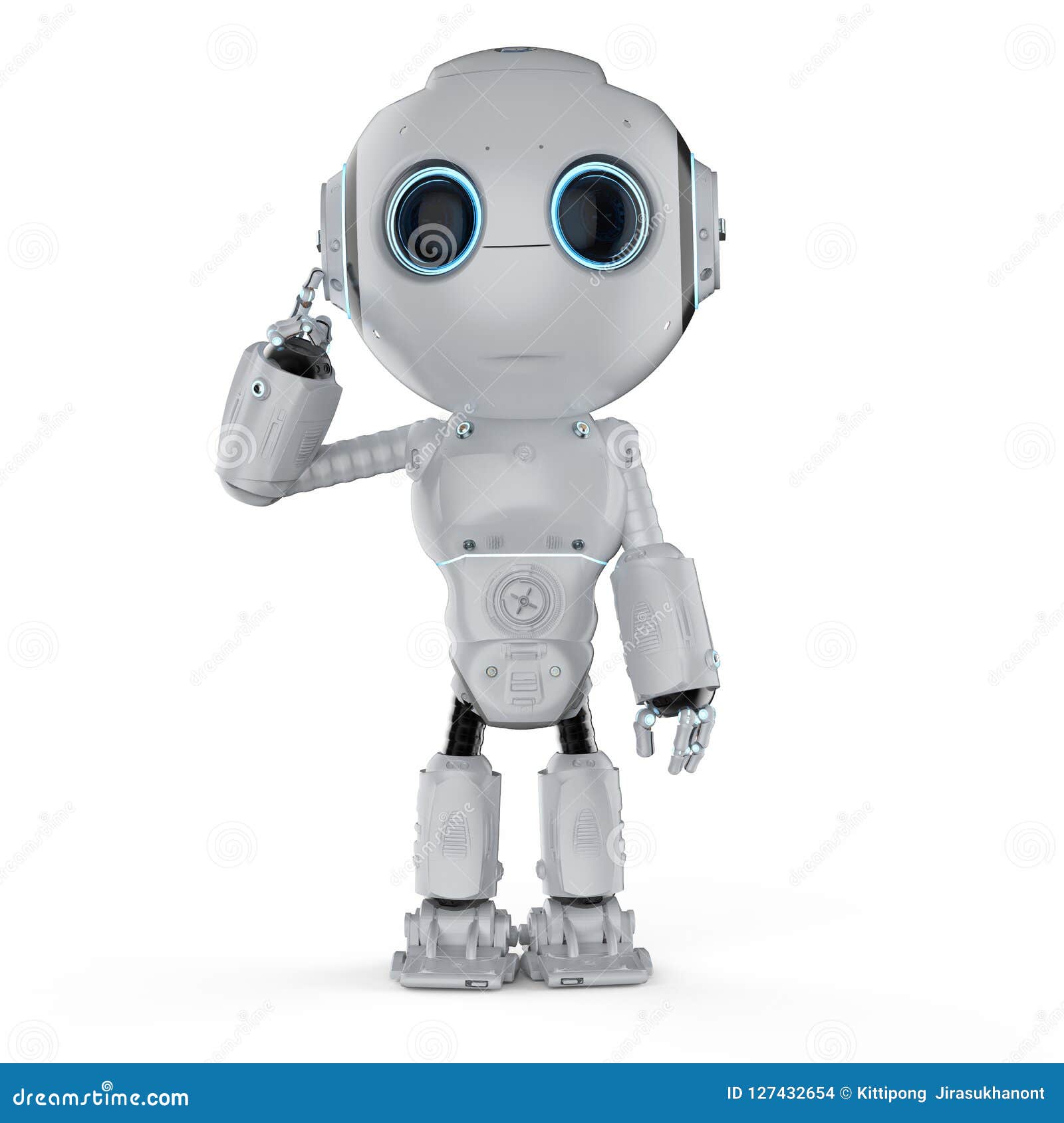 Mini robot think stock illustration. Illustration of adorable - 127432654