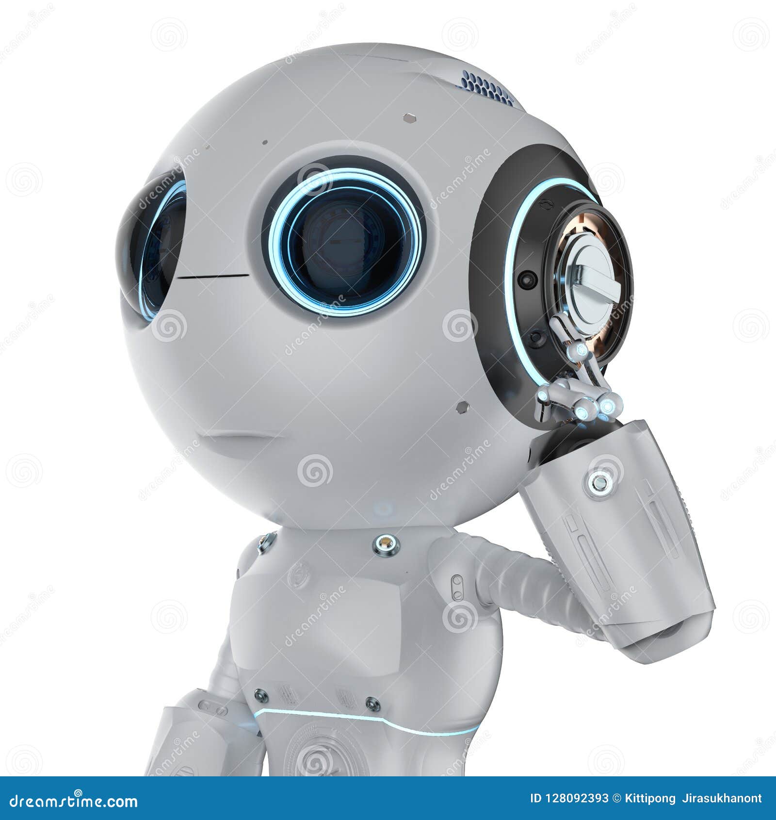 Mini robot think stock illustration. Illustration of mini - 128092393
