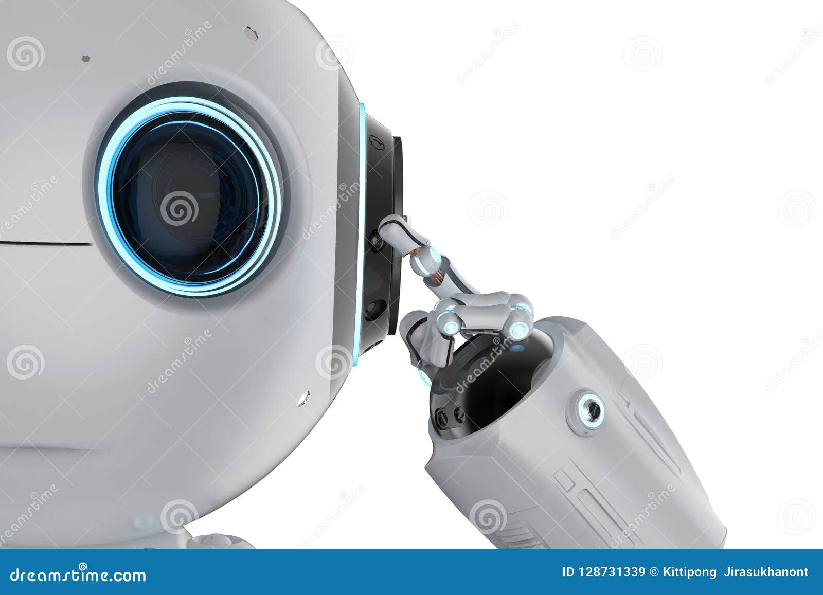 Mini robot think stock illustration. Illustration of computer - 128731339