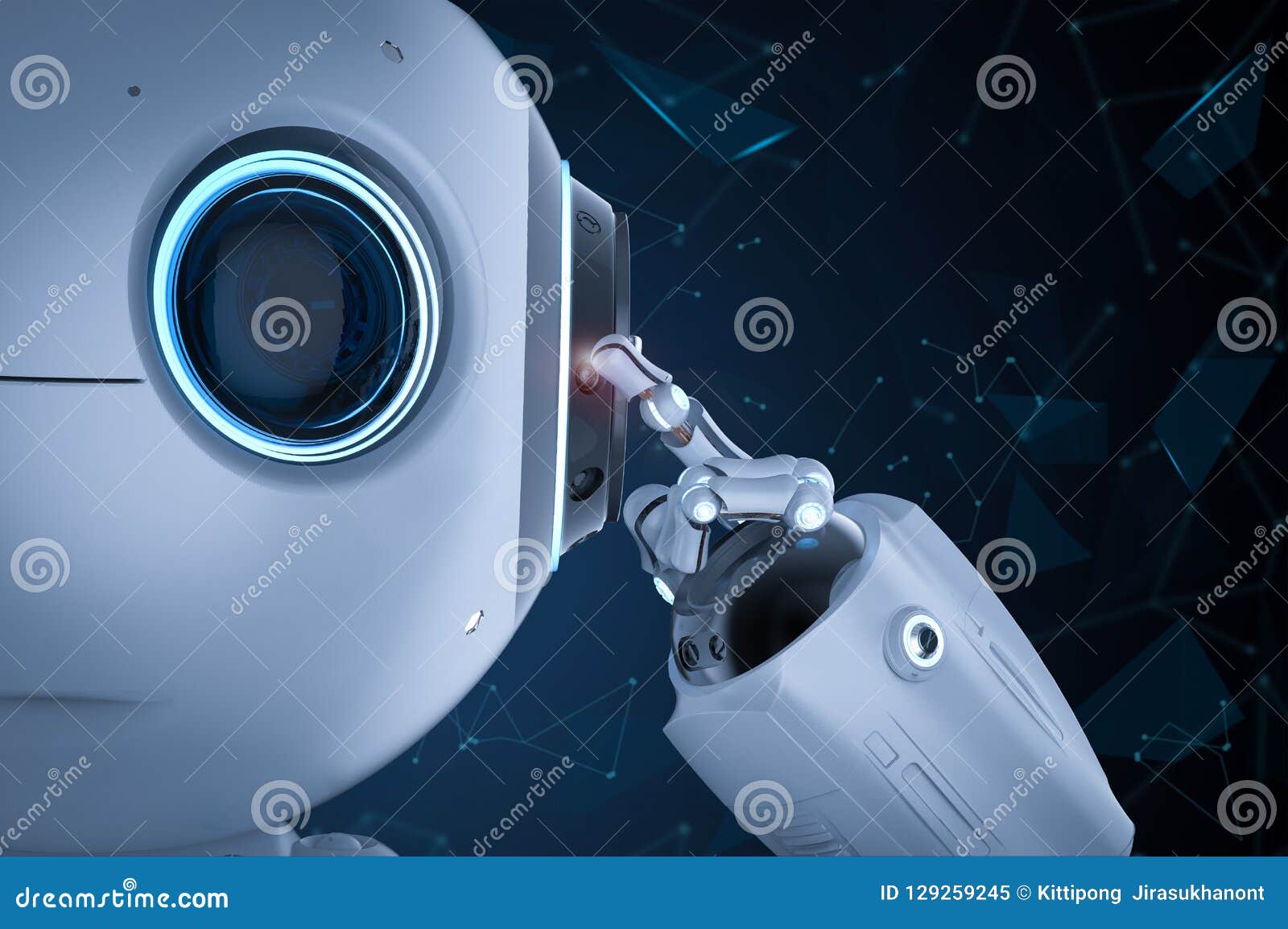 Mini robot think stock illustration. Illustration of adorable - 129259245