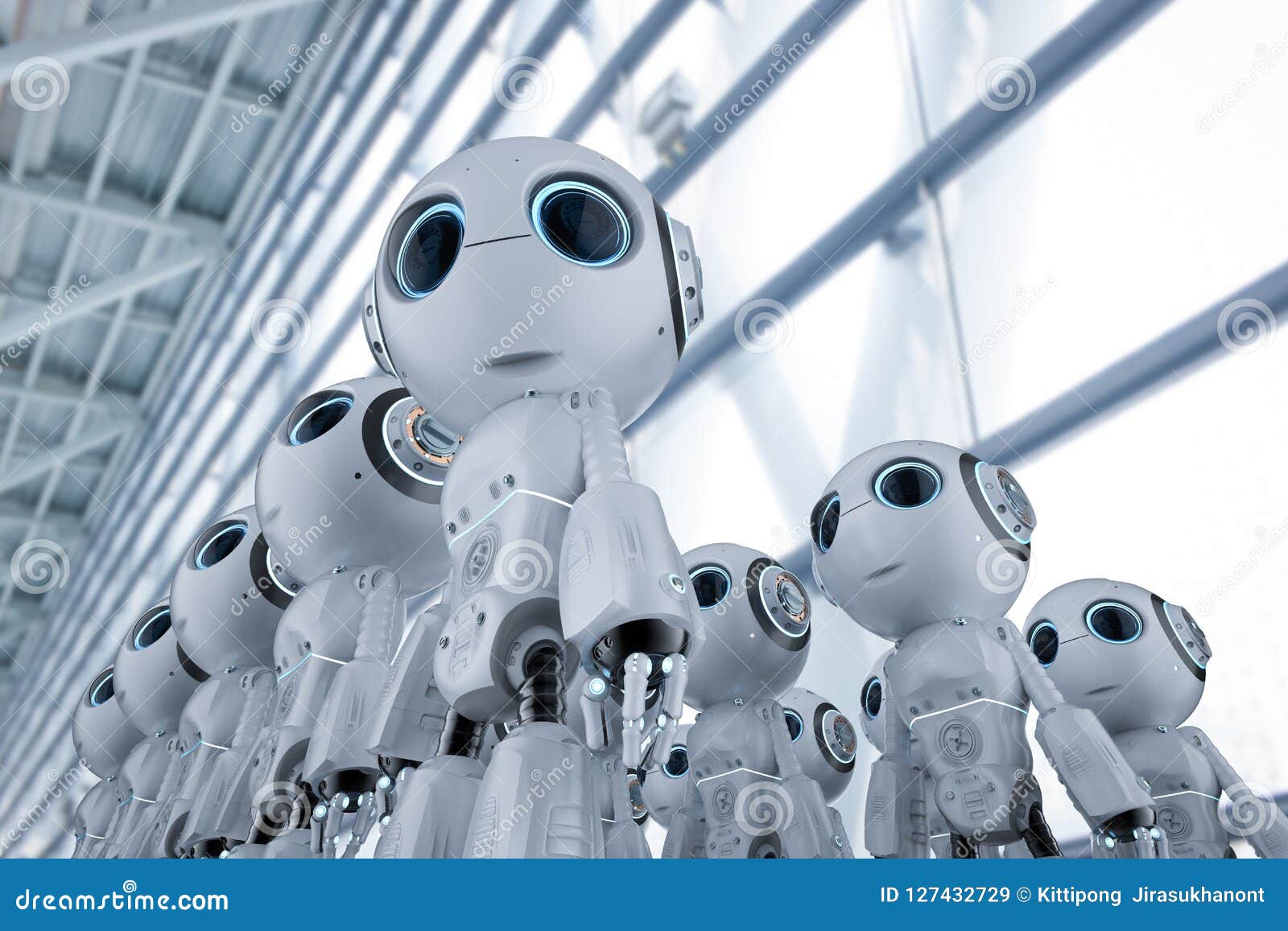 Mini robots assembly stock illustration. Illustration of adorable ...