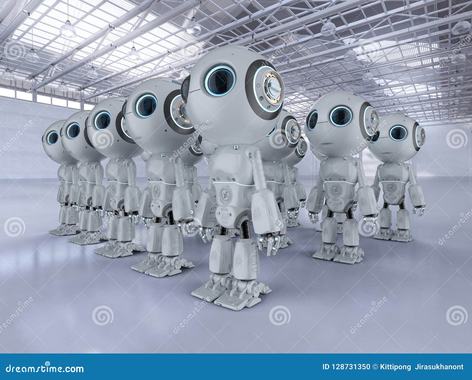 Mini robots assembly stock illustration. Illustration of futuristic ...