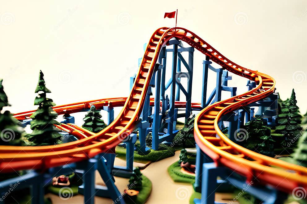 Mini Roller Coaster a Small Roller Coaster with Simple Tracks Stock ...
