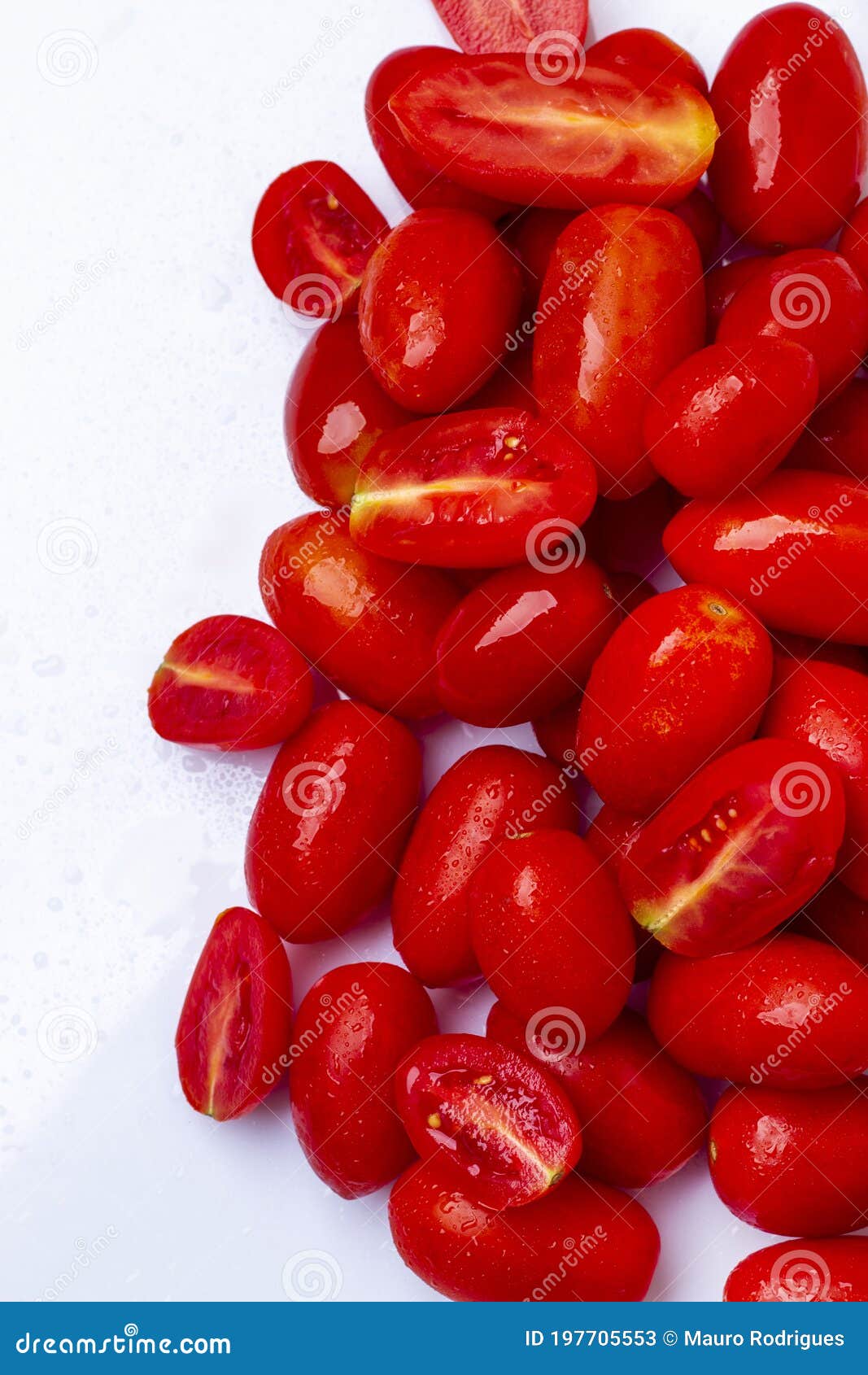Mini roma red tomatoes stock image. Image of drops, tomato - 197705553