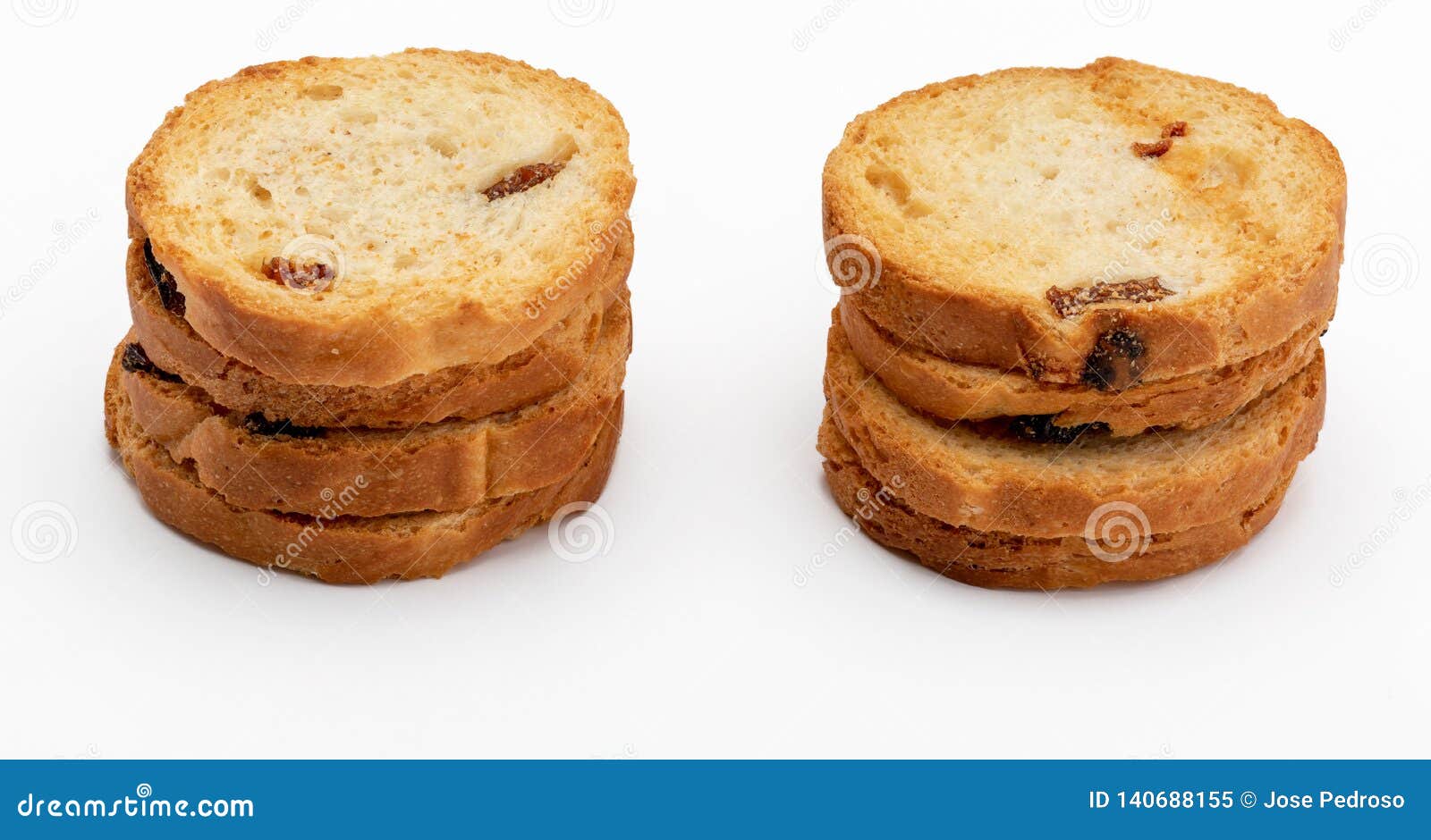 Mini Round Toasts of Bread with Raisins. Several Units Stock Image ...