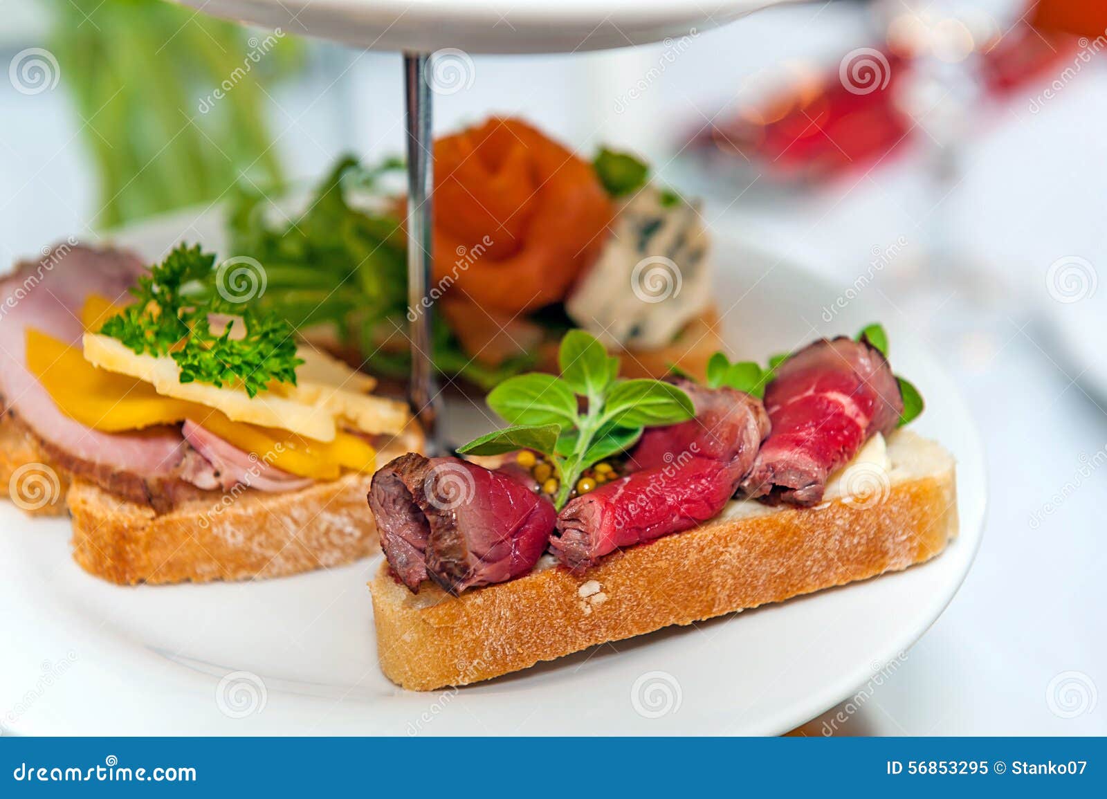 Mini Sandwiches With Butter, Salted Salmon, Capers, Cucumber And Dill ...