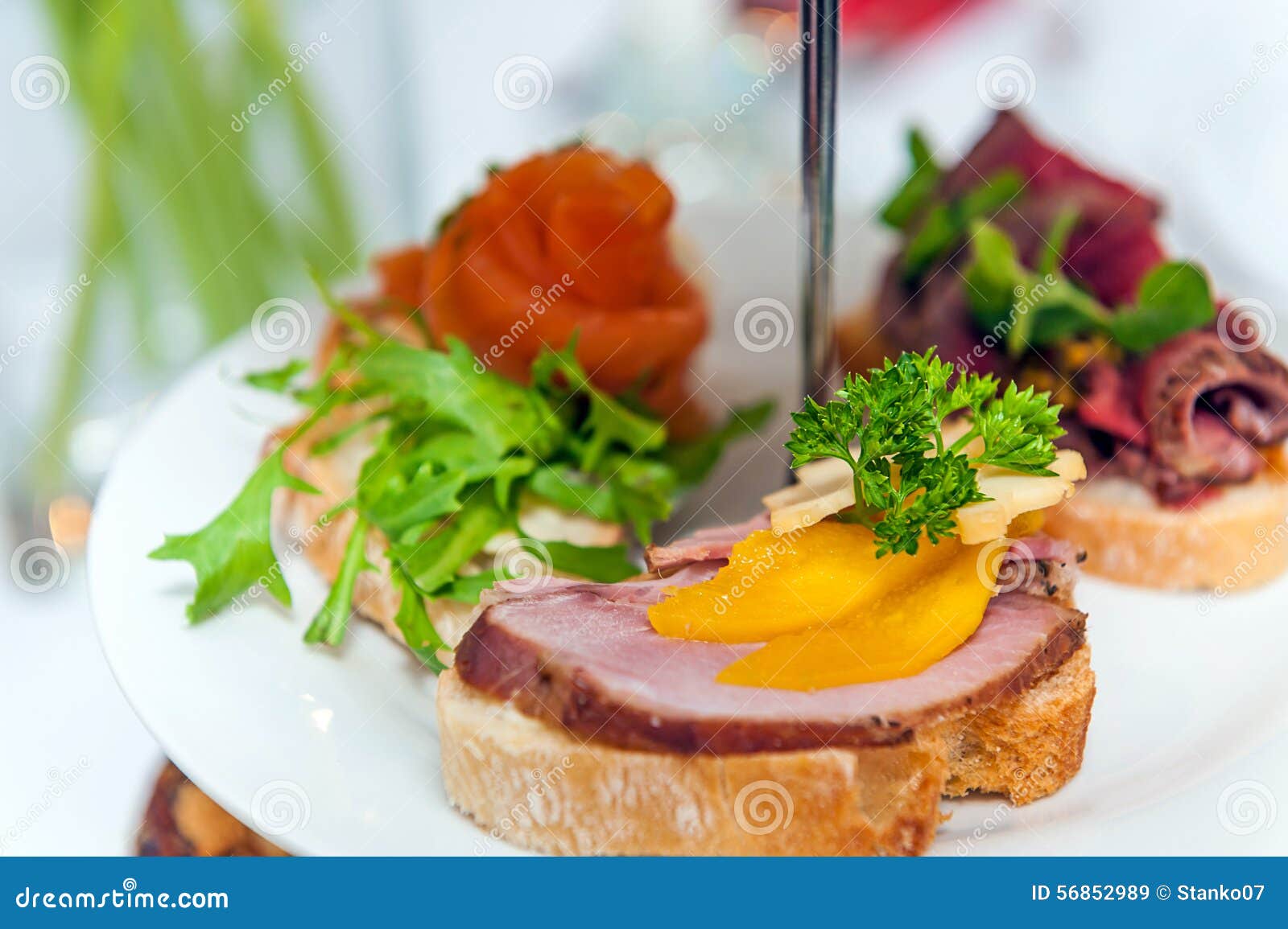 Mini Sandwiches Food Set. Brushetta Or Authentic Traditional Spanish ...