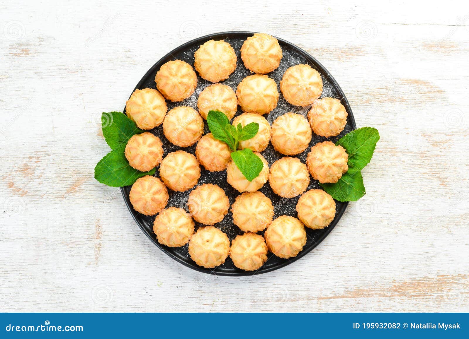 Mini Shortbread Cookies for Coffee. Top View Stock Photo - Image of ...