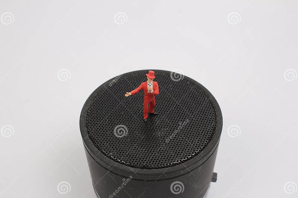 Mini Singer with the Big Speaker Stock Photo - Image of chick ...
