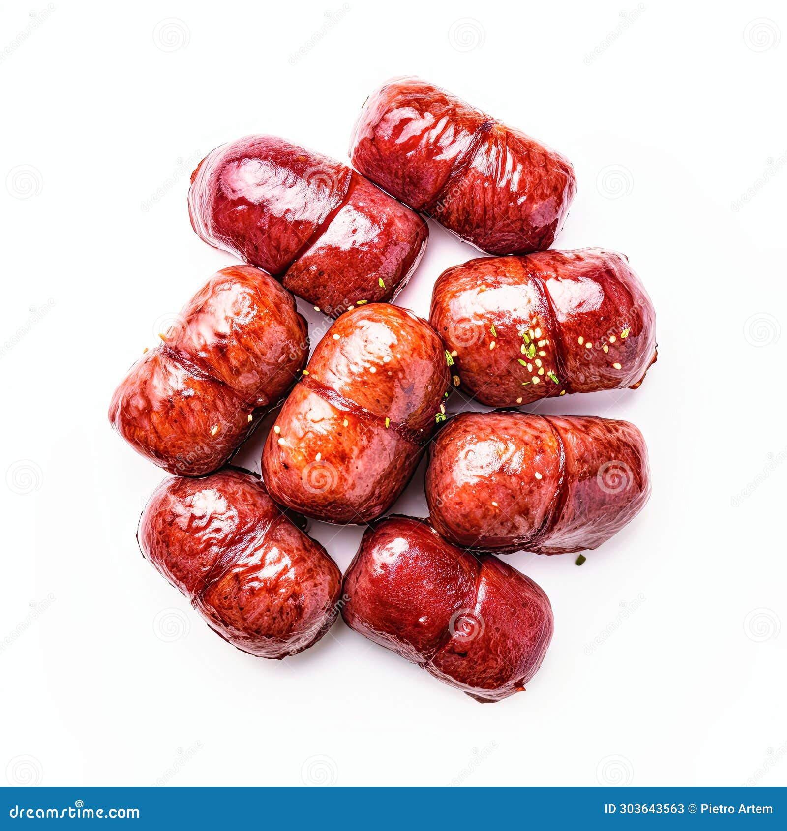 Mini Smoked Meat Sausage Isolated On White Top View Royalty-Free Stock ...