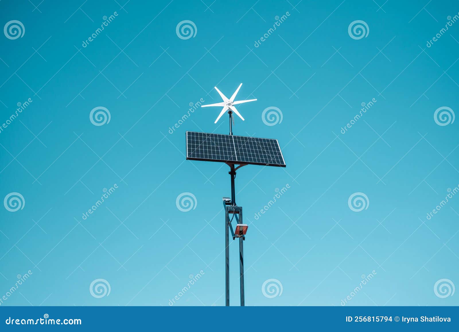 Mini Solar Cell PMini Solar Cell Panel Installed Outdoor. Blue Sky ...