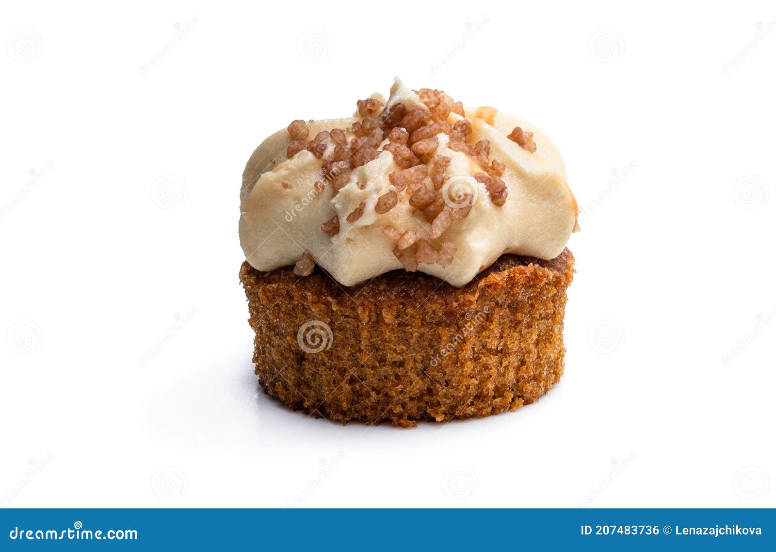 Mini Sponge Cake with Caramel Buttercream Topped Isolated on White ...