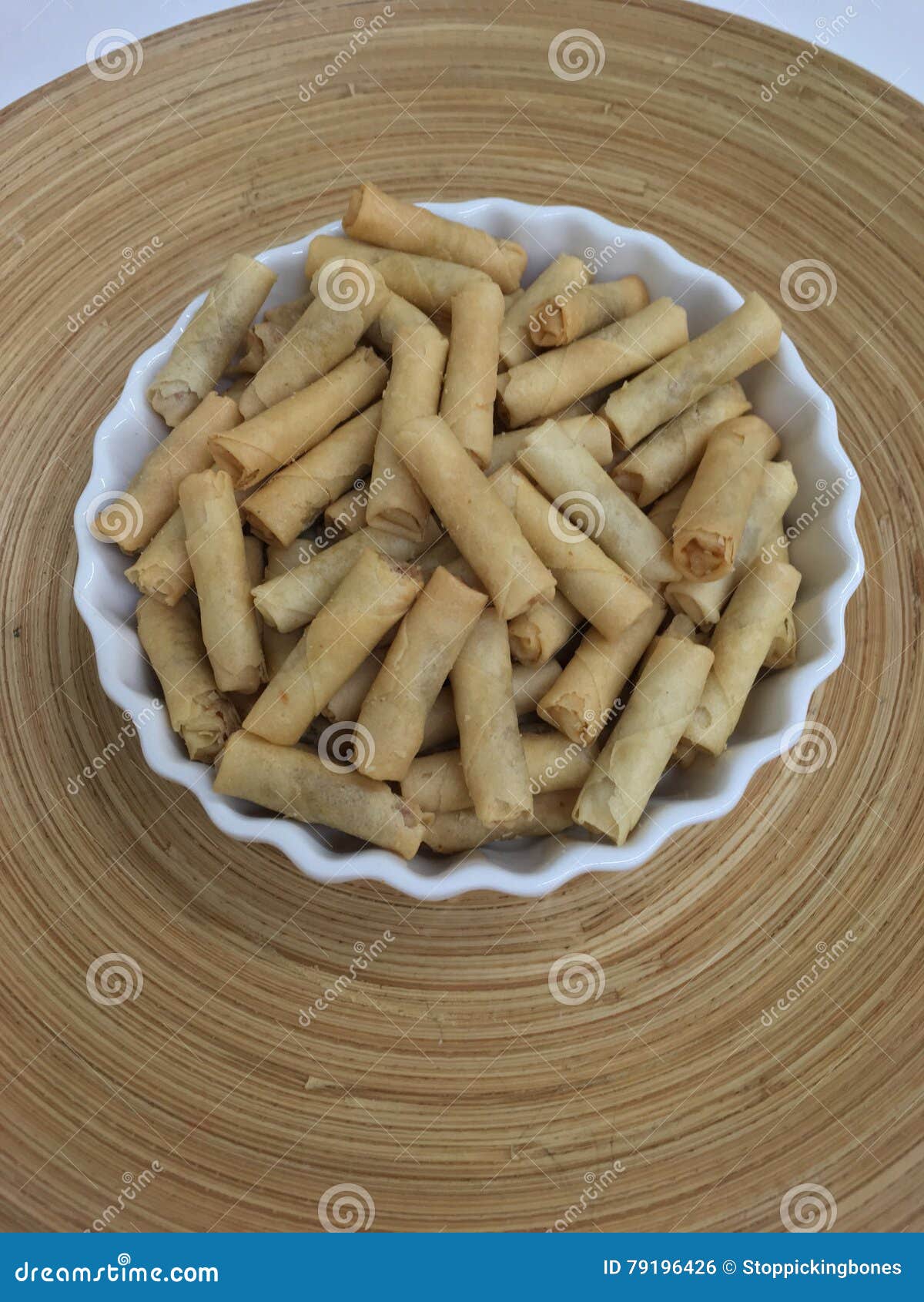 Mini spring roll stock photo. Image of roll, prawn, wood - 79196426