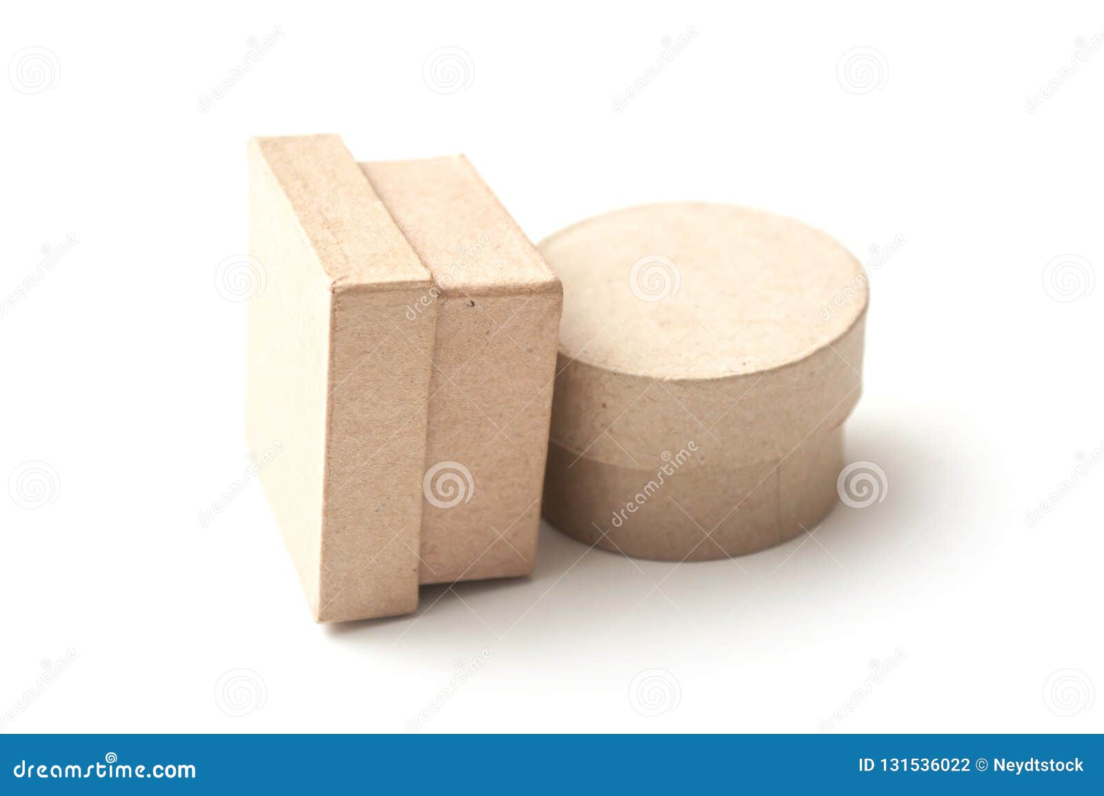 Mini Square and Circle Paper Box on White Background Stock Photo ...