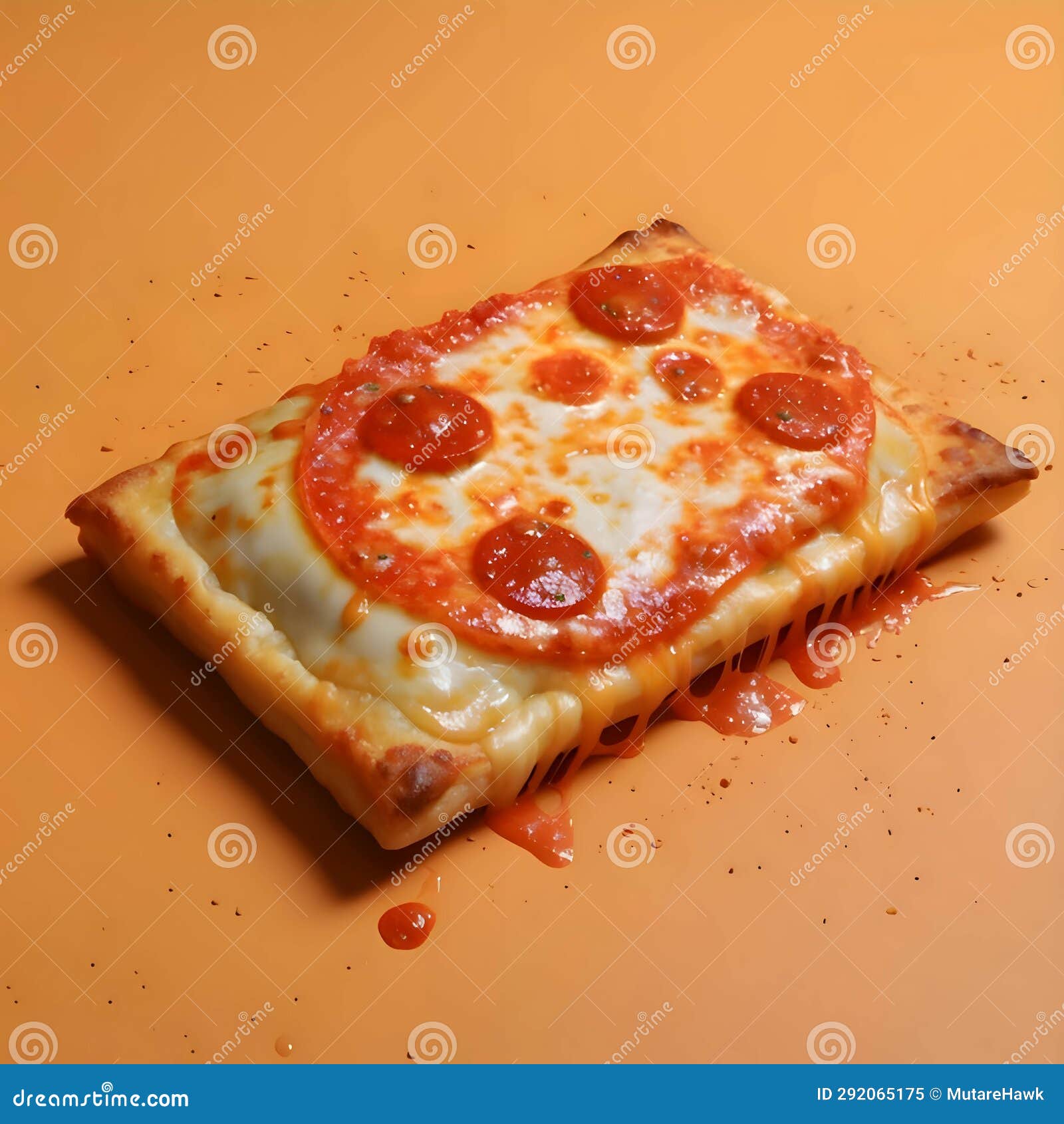 Mini Square Pizza on Orange Background Stock Illustration ...