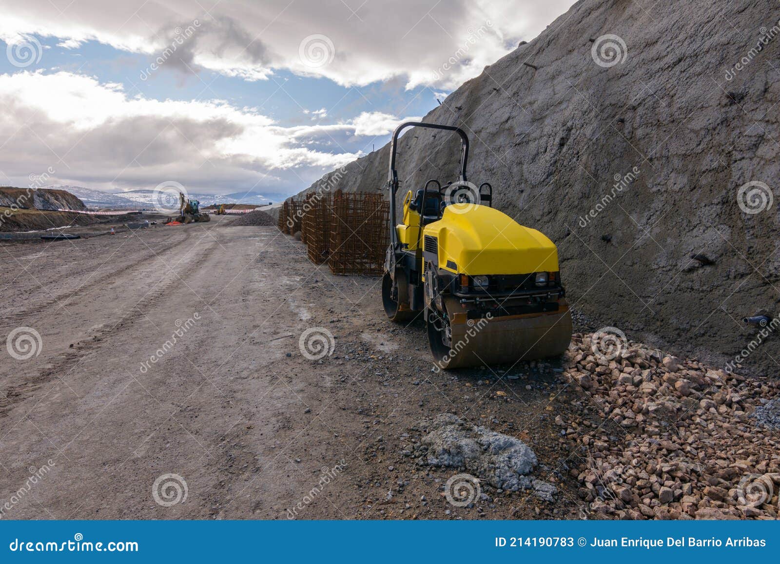 A Mini Steamroller at a Road Construction Site Editorial Stock Photo ...