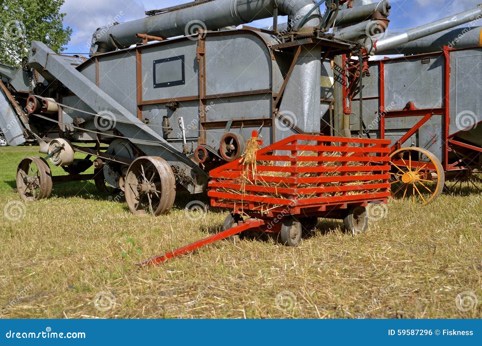 Mini Straw Rack and Threshing Machines Stock Photo - Image of harvest ...