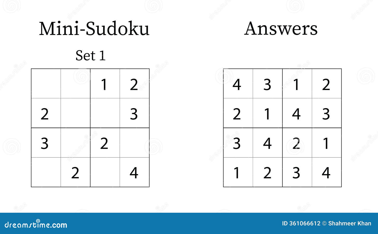 Mini Sudoku Puzzle 4x4 Set 1 for Kids Easy with Answers, Fun Brain ...