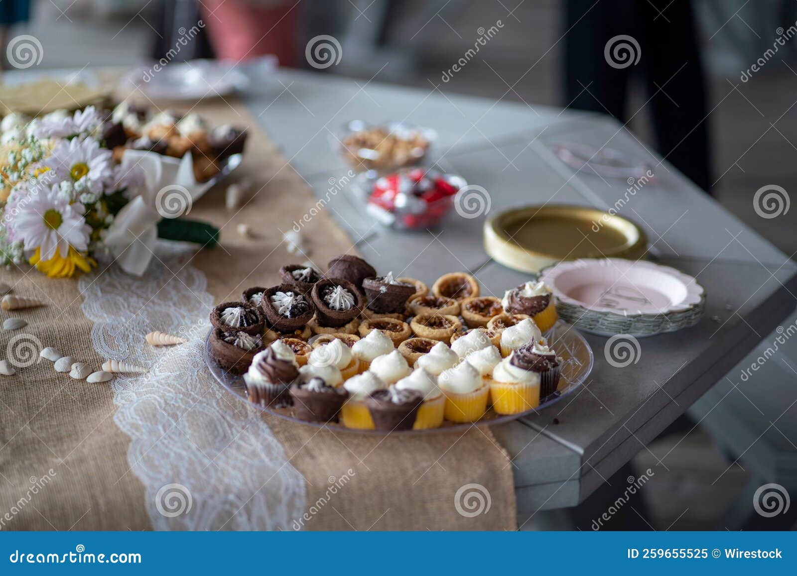 Mini Sweets on the Table with Decorations Stock Image - Image of ...