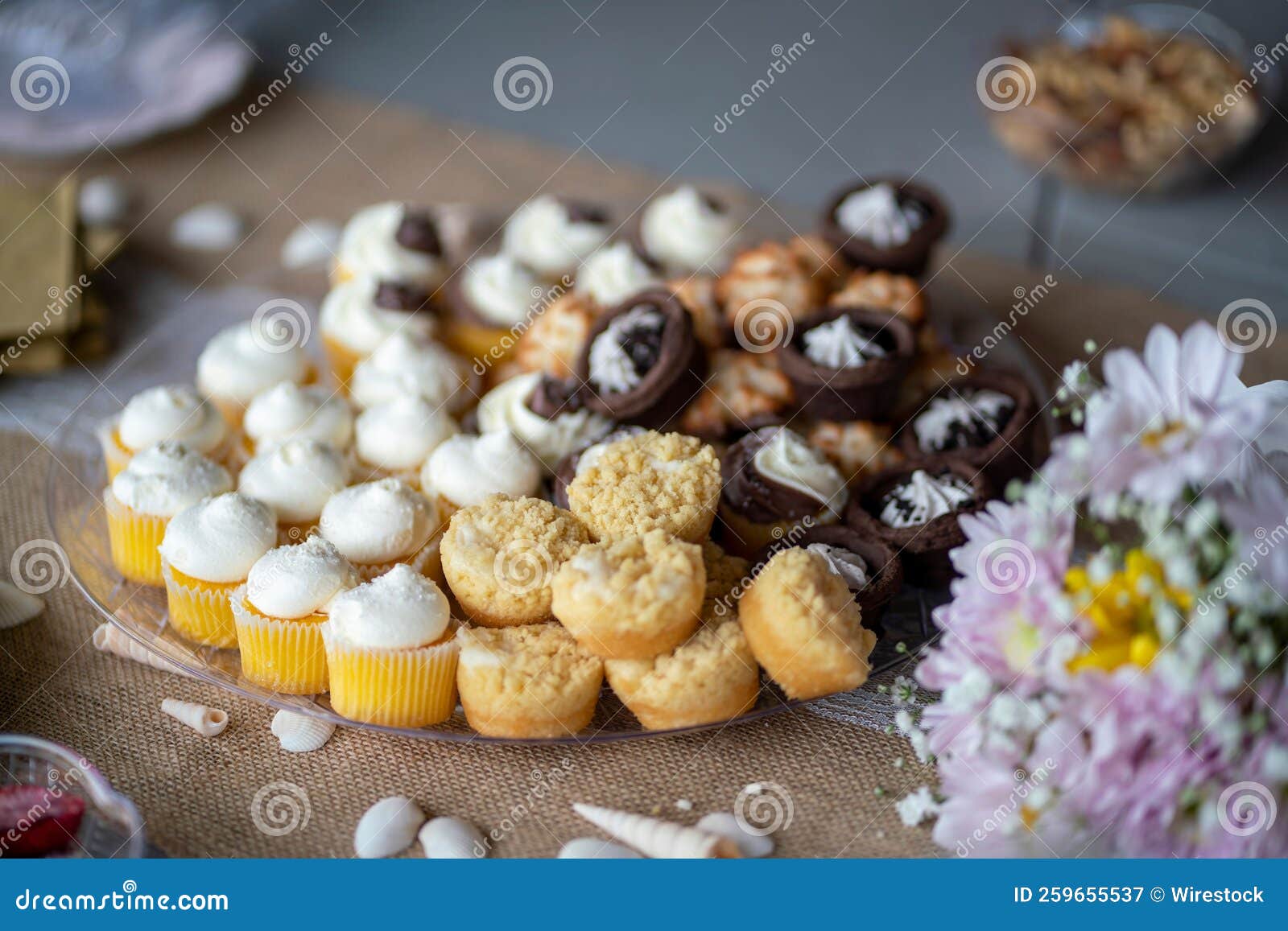 Mini Sweets on the Table with Decorations Stock Image - Image of ...